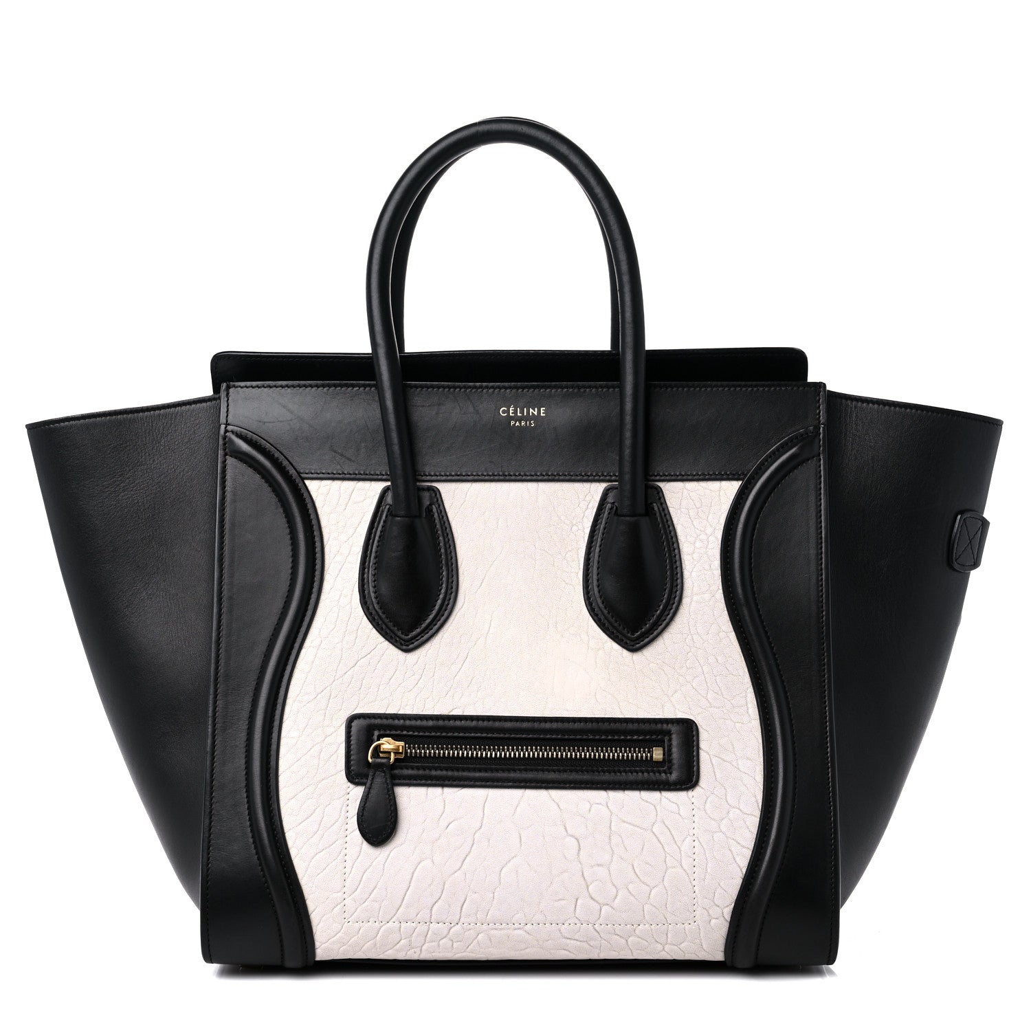 Celine Elephant Calfskin Mini Bi-Color Luggage Black White 1295750 ...