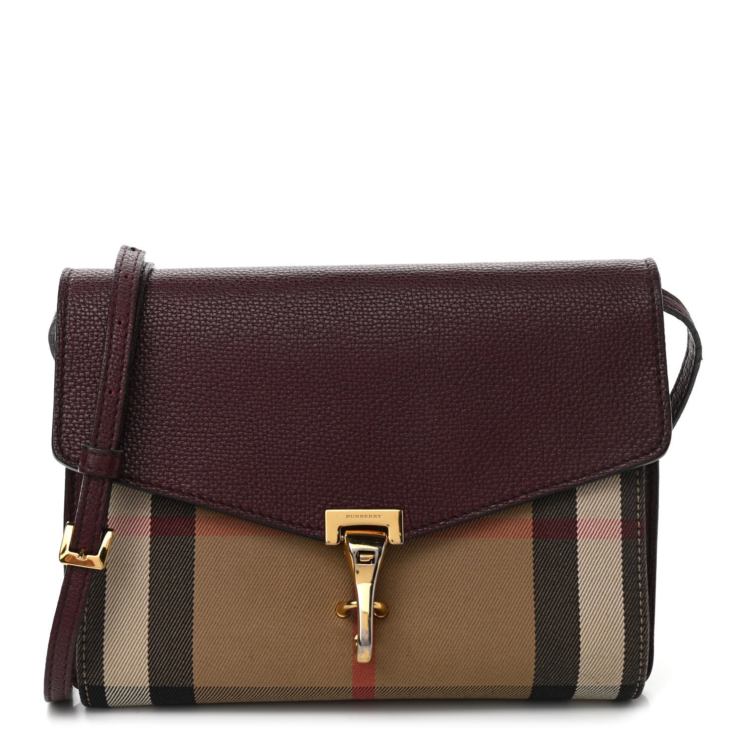 Burberry Derby Calfskin House Check Small Macken Crossbody Bag Mahogany ...