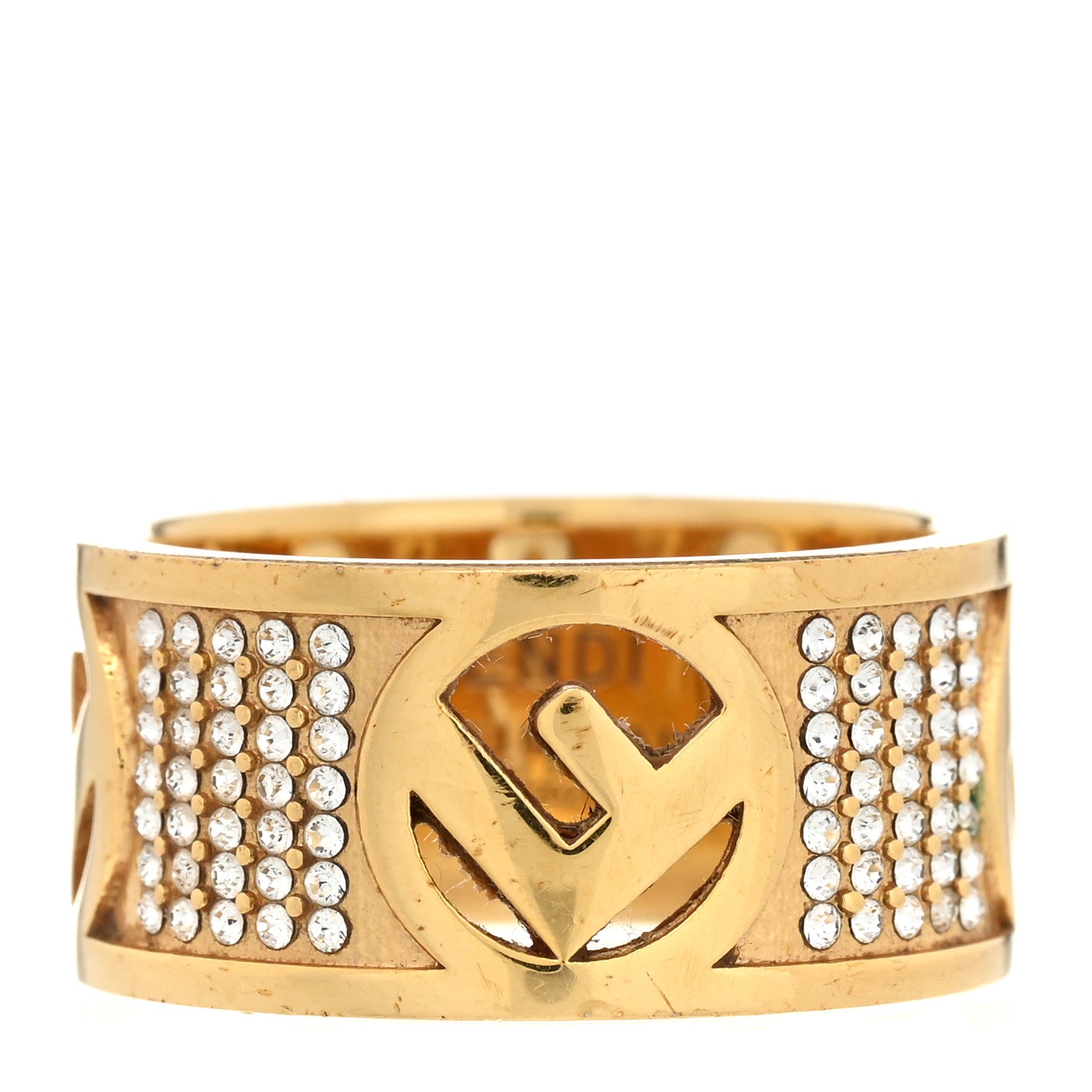 Fendi Crystal FF Ring 58 8.25 Gold 1413501 – FASHIONPHILE