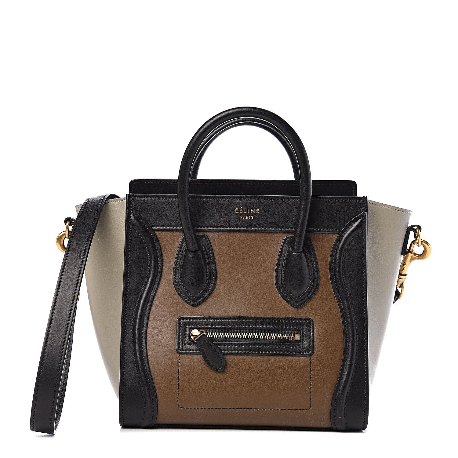 Celine Satin Calfskin Nano Tri-Color Luggage Dark Grey 544196 ...