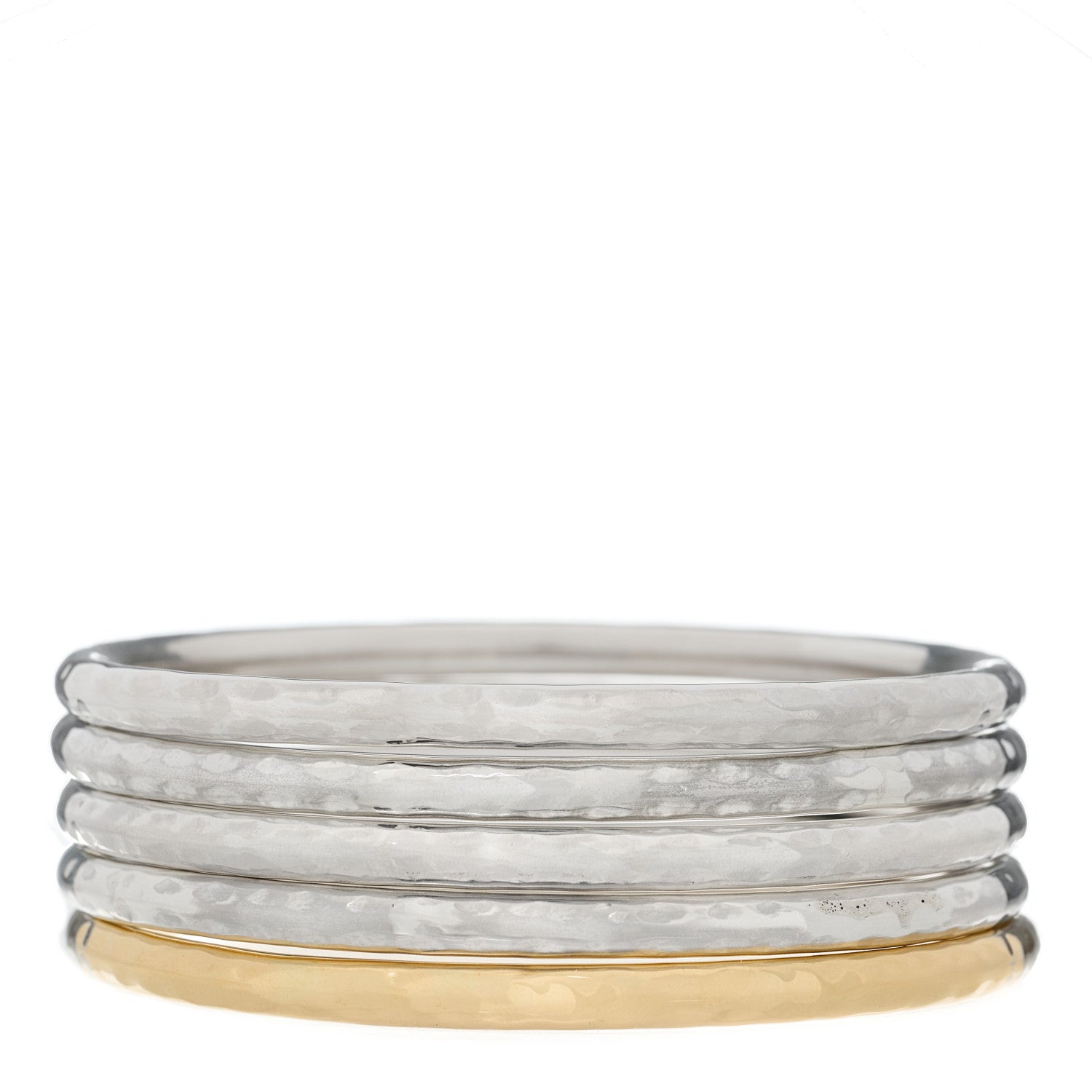 Roberto Coin Sterling Silver 18K Yellow Gold Martellato Bangle Bracelet ...