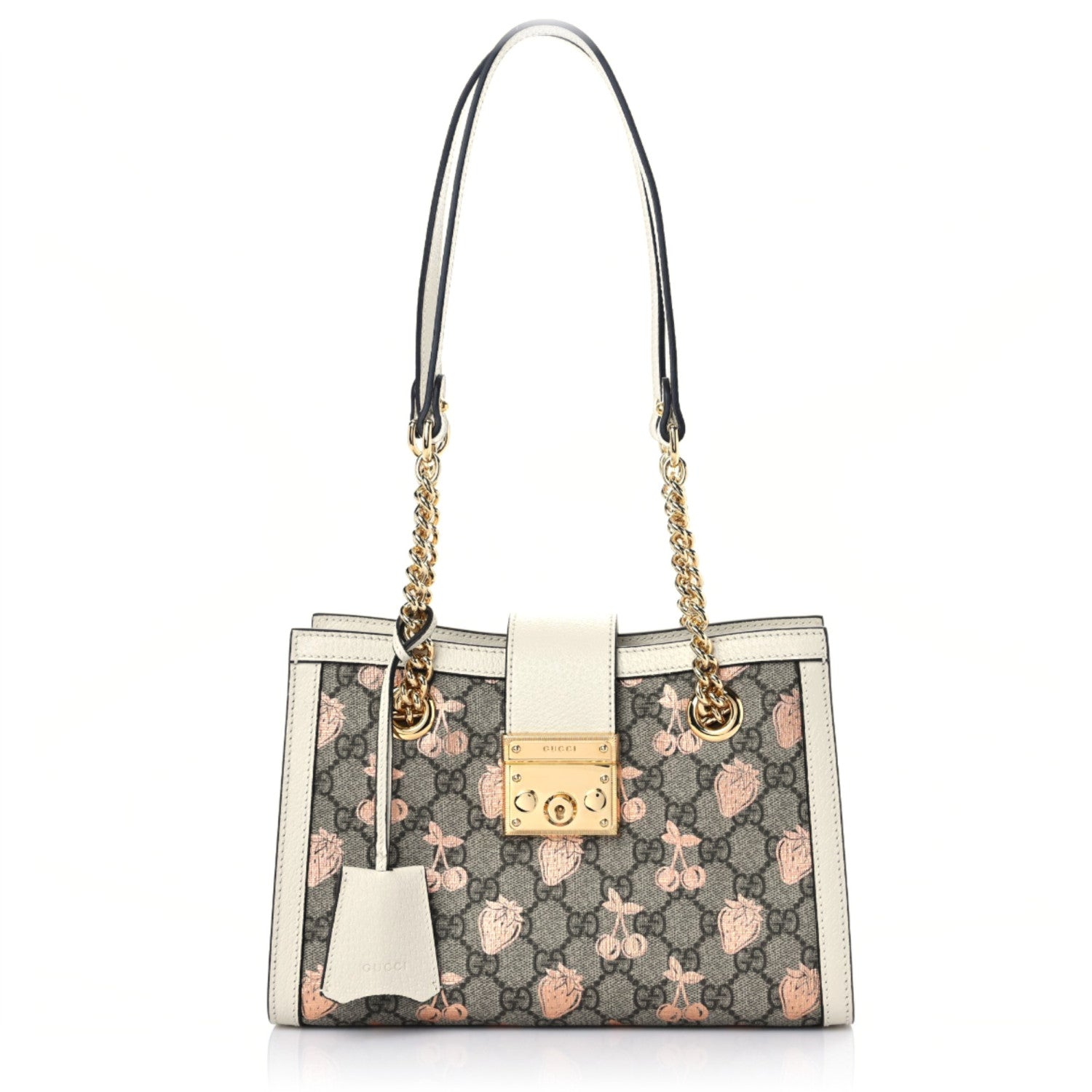 Gucci GG Supreme Monogram Berry Textured Dollar Calfskin Small Padlock ...