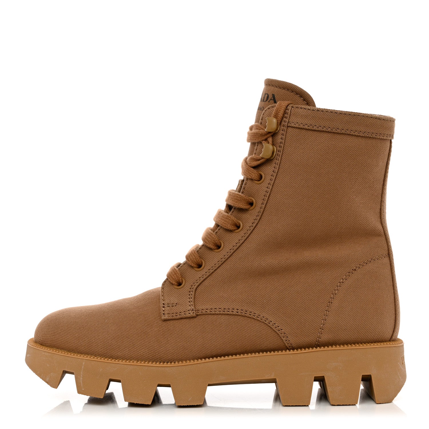 Prada Washed Denim Rocksand 45mm Combat Boots 40 Kaki 1152145 ...