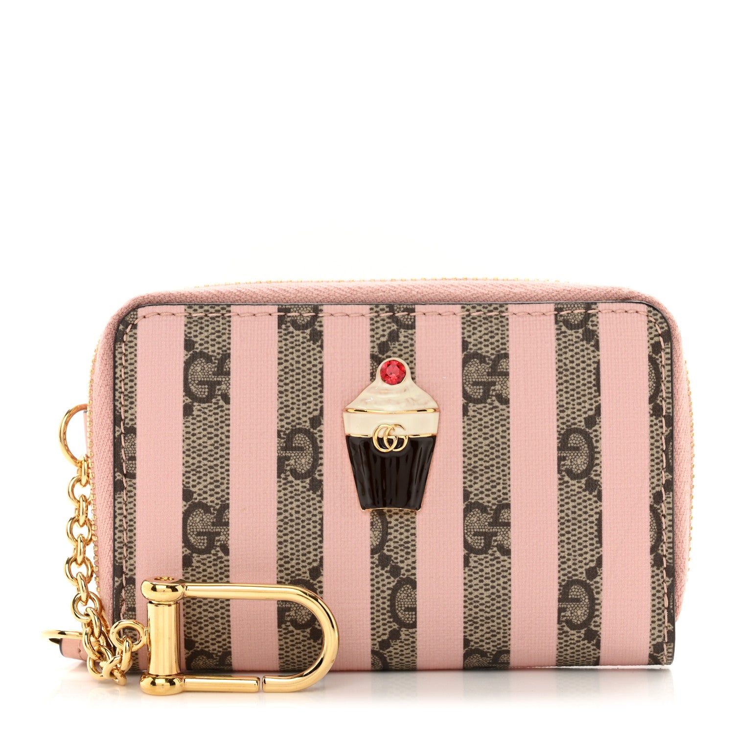 Gucci GG Supreme Monogram Vitello Eclipse Ice Cream Stripes Zip Around ...