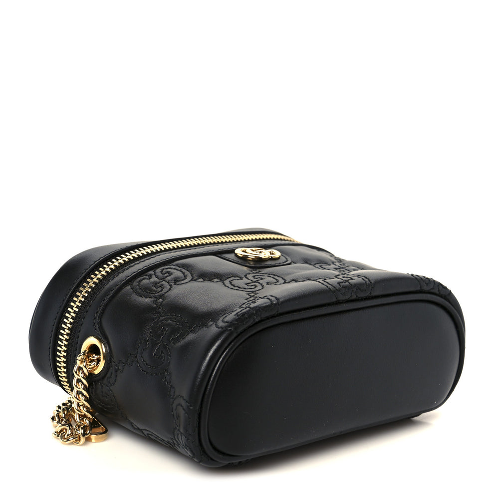 Gucci Calfskin GG Matelasse Mini Top Handle Bag Black 1801304 ...
