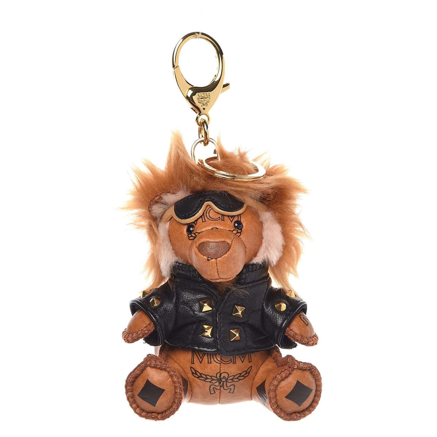 MCM Visetos Moto Lion Key Ring Bag Charm Cognac 304803 – FASHIONPHILE