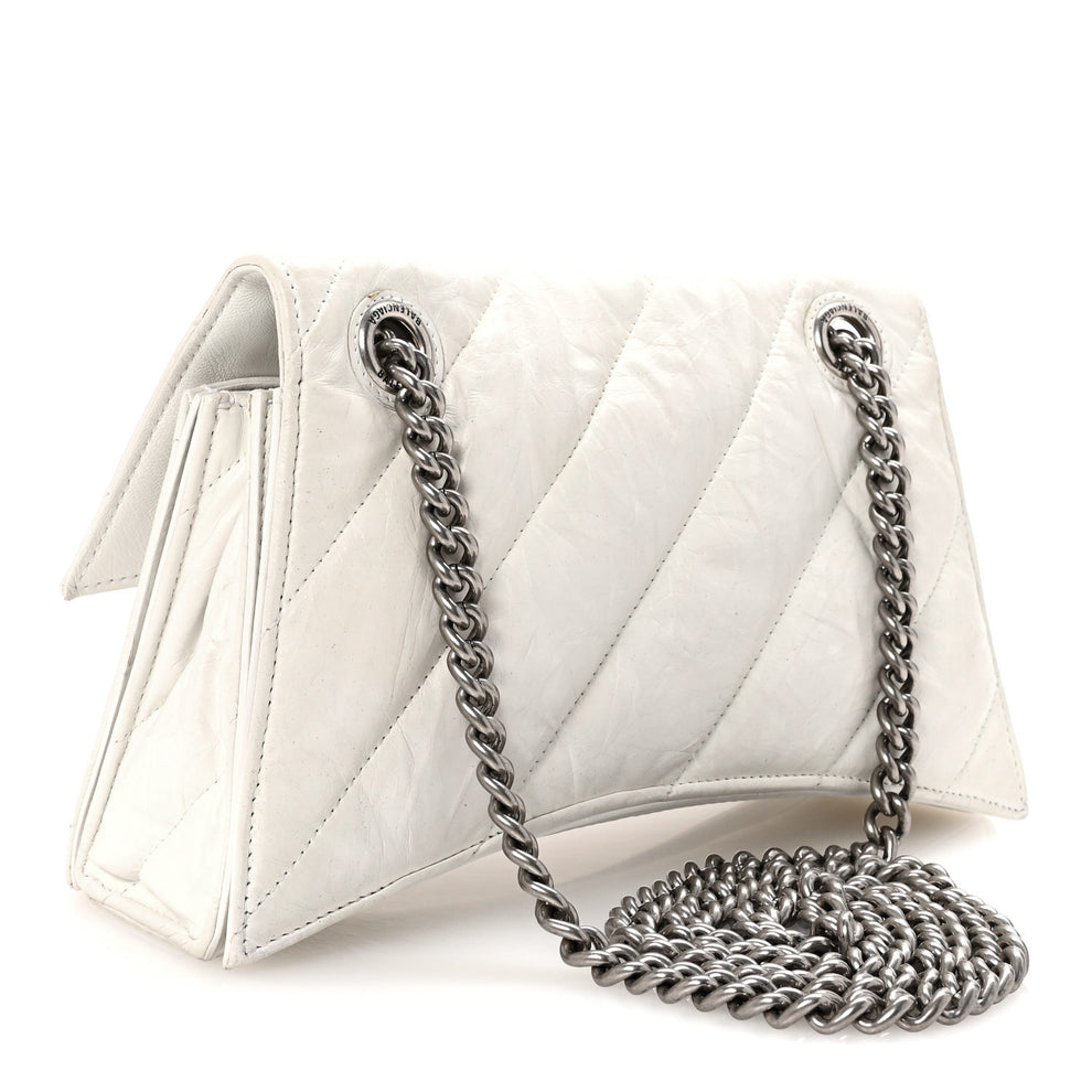 Balenciaga Crushed Calfskin Quilted Small Crush Chain Bag Optic White ...