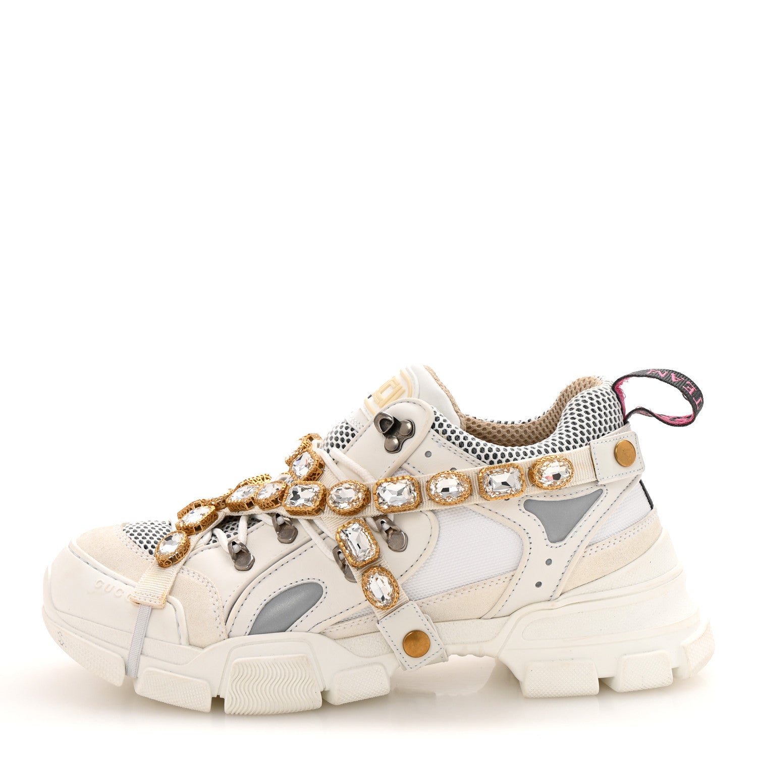 Gucci X SEGA Mesh Calfskin Suede Removable Crystals Mens Flashtrek ...