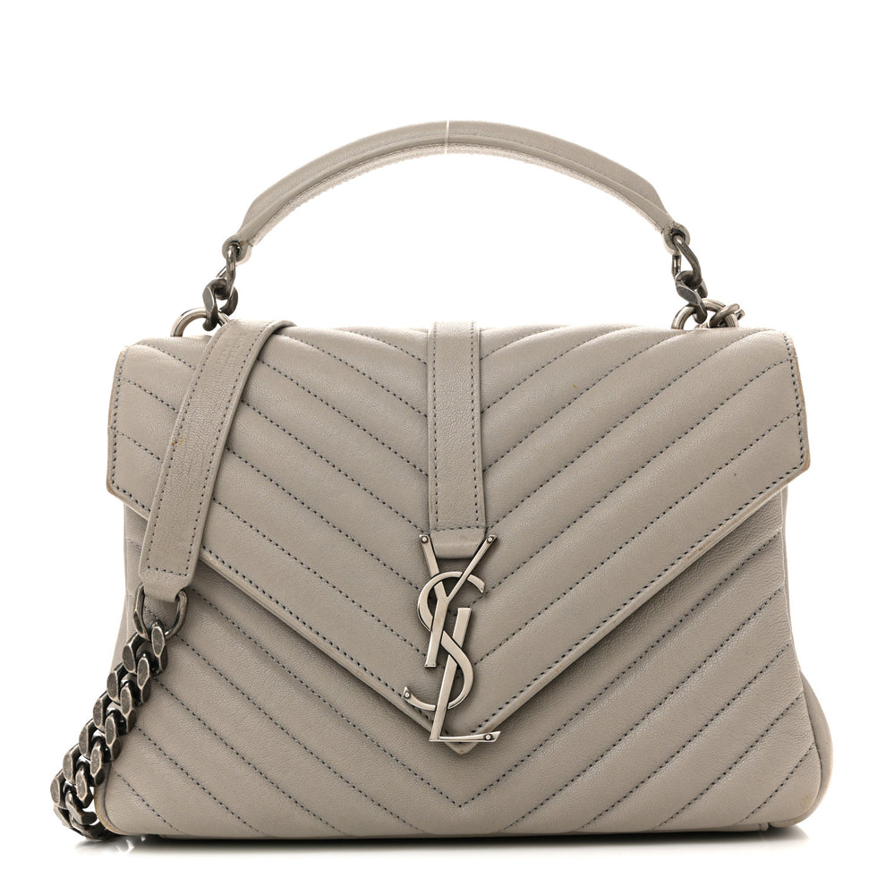 Saint Laurent Sheepskin Matelasse Chevron Monogram Medium College Bag ...