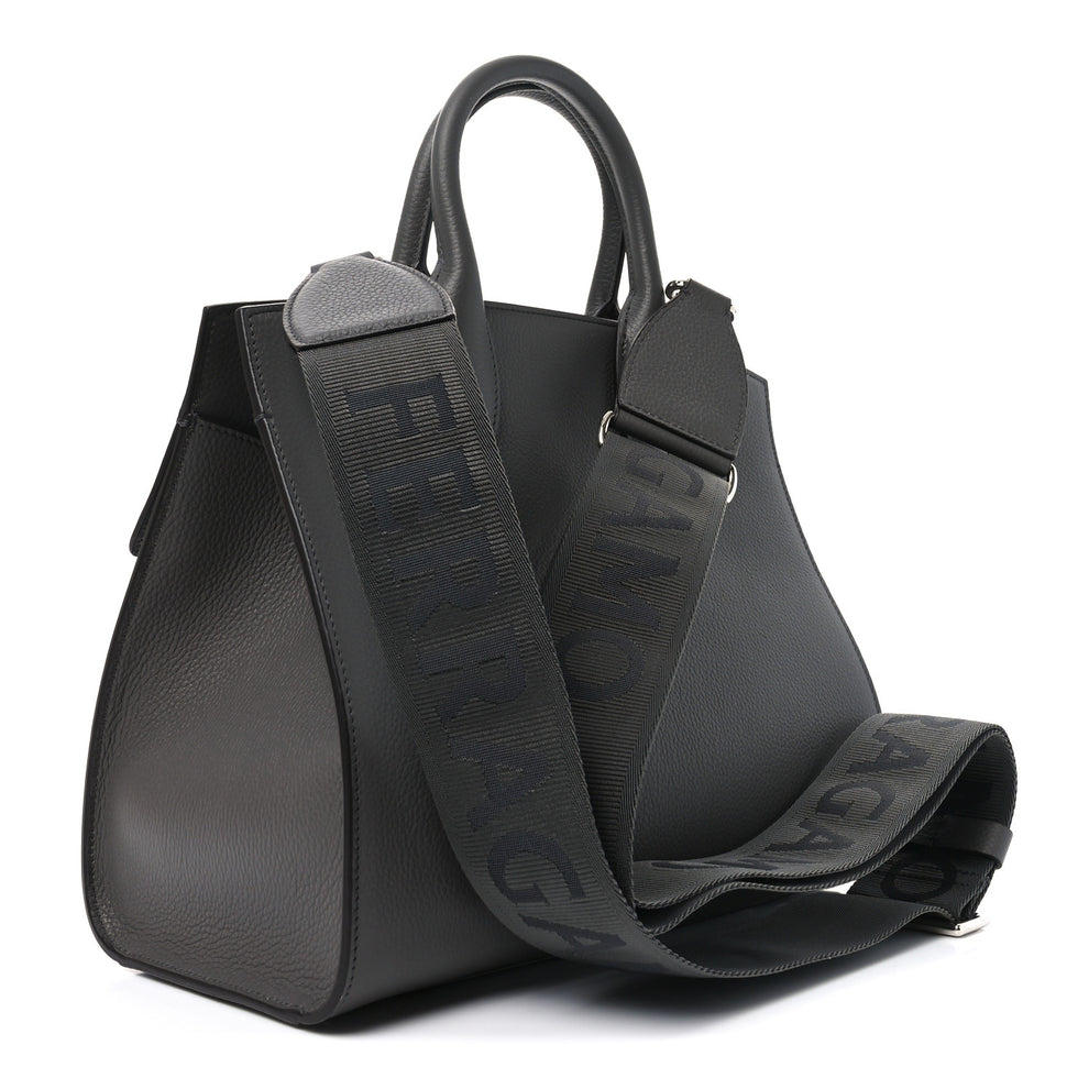 Salvatore Ferragamo Calfskin Medium Studio Soft Bag Grey 1780116 ...