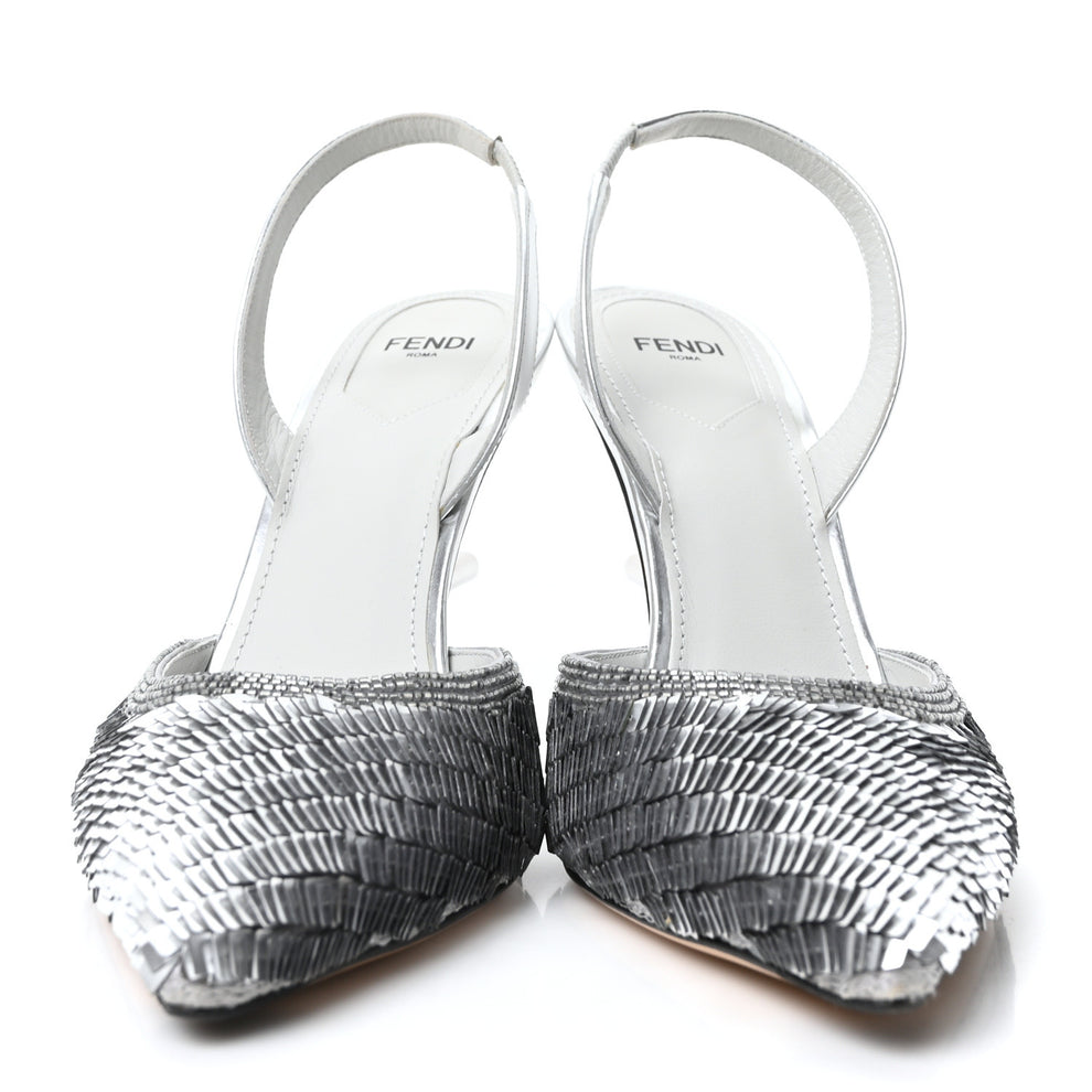 Fendi Paillette Embellished Fendi First Slingback Pump 39 Grigio ...