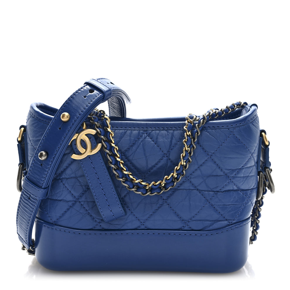 Chanel Aged Calfskin Quilted Small Gabrielle Hobo Blue 1784499 ...