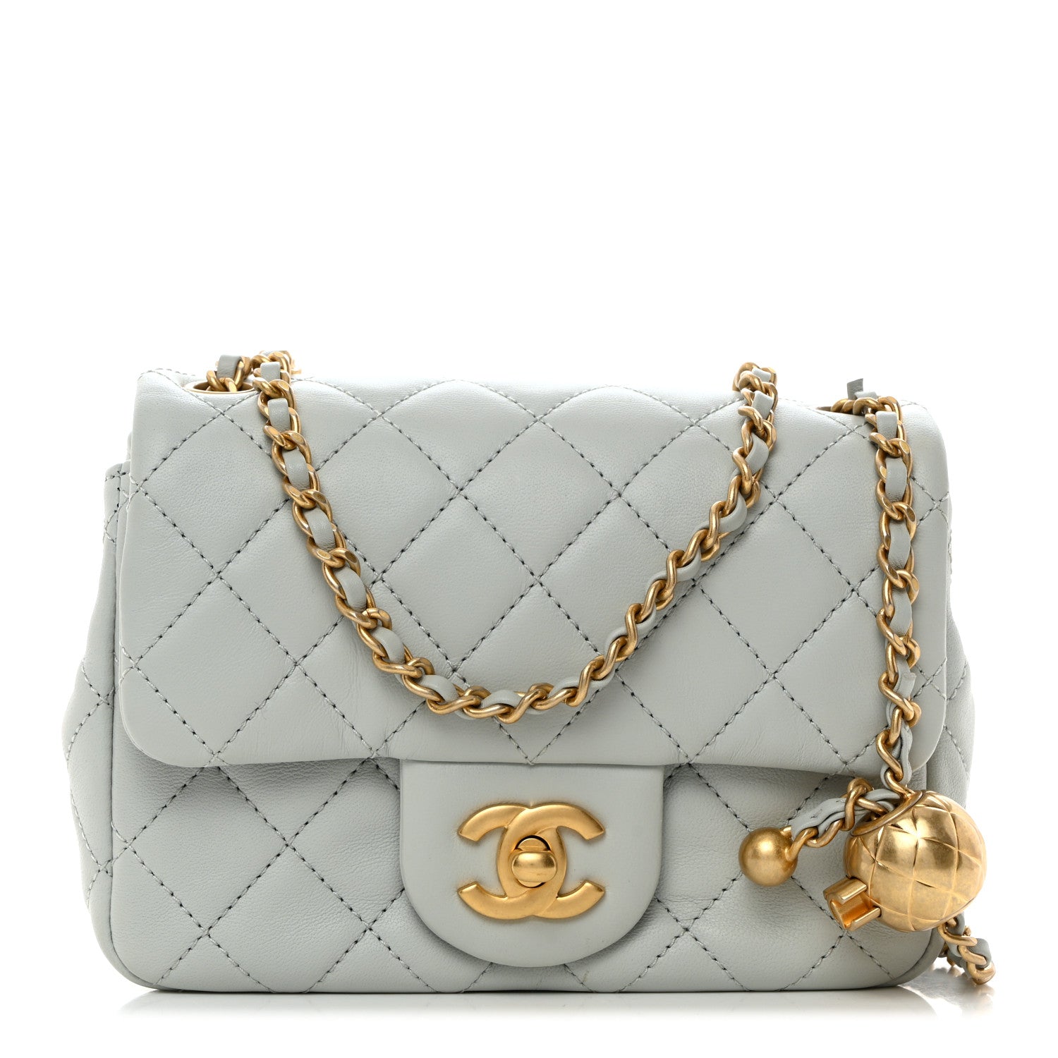 Chanel Lambskin Quilted Mini Pearl Crush Flap Light Grey 1550322 ...