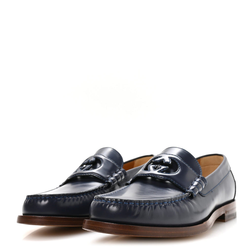 Gucci Calfskin Mens Interlocking G Millennial Ribot Loafers 8 Blue ...