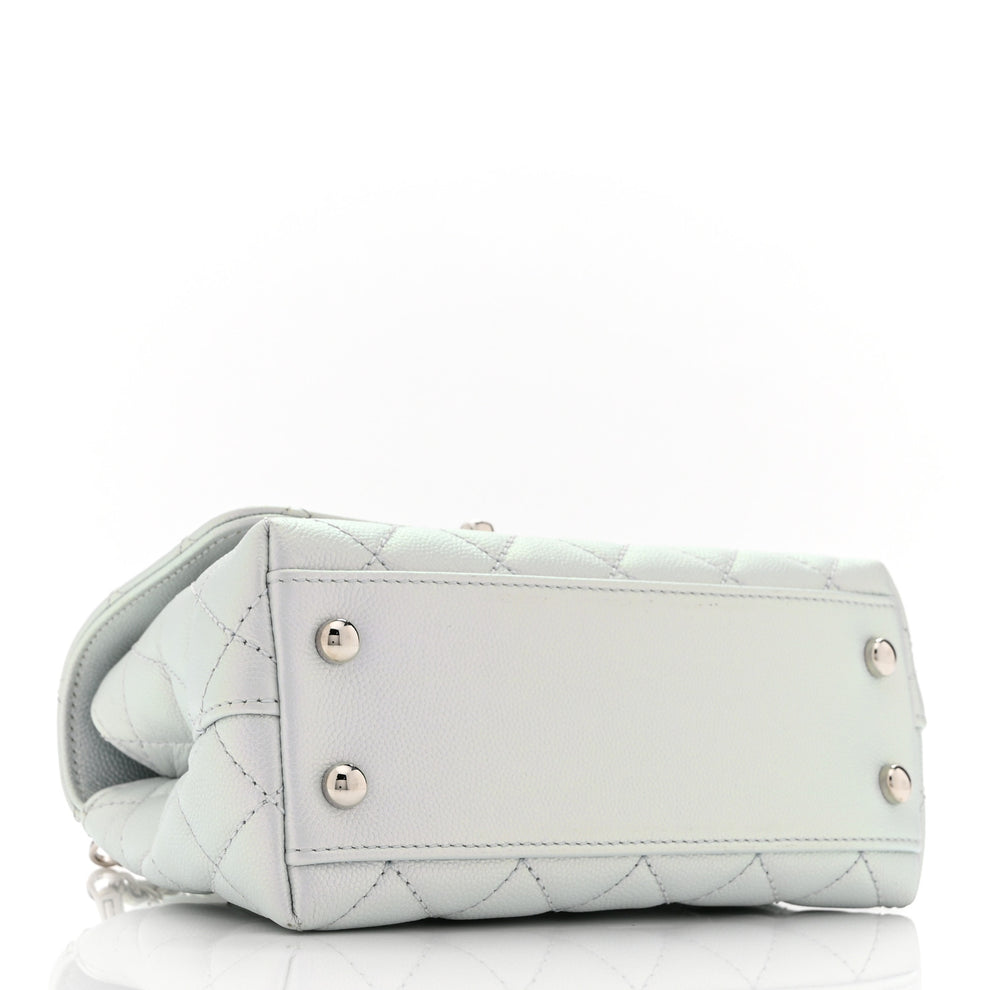 Chanel Iridescent Caviar Quilted Extra Mini Coco Handle Flap Light Blue ...