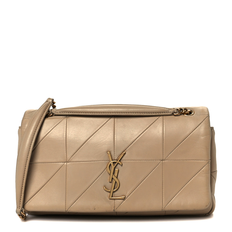 Saint Laurent Lambskin Patchwork Monogram Medium Jamie Beige 1795670 ...