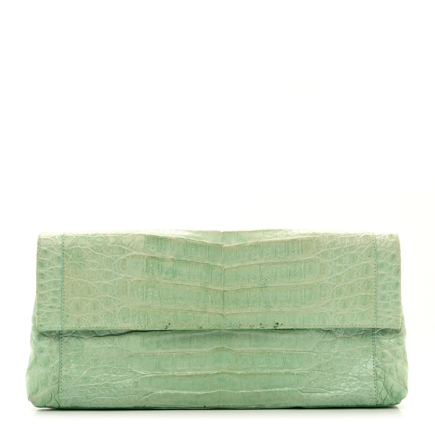 Nancy Gonzalez Crocodile Foldover Clutch Seafoam 1236465 – FASHIONPHILE