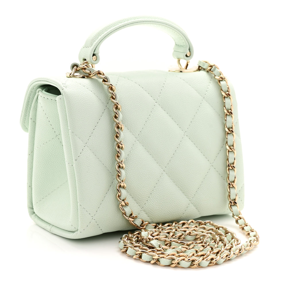Chanel Caviar Quilted Retro Twist Top Handle Clutch Light Green 1780492 ...