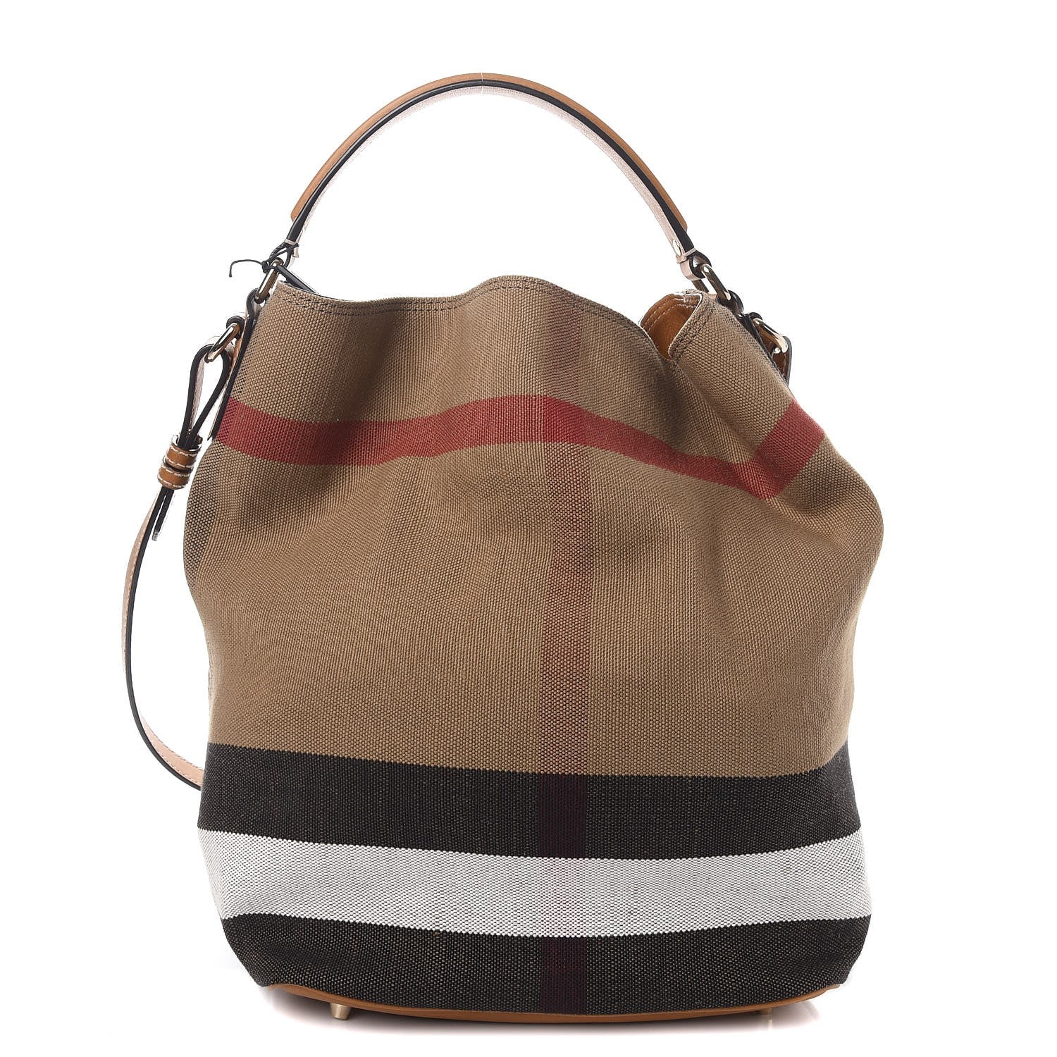 Burberry Canvas Mega Check Medium Ashby Hobo Saddle Brown 262672 ...