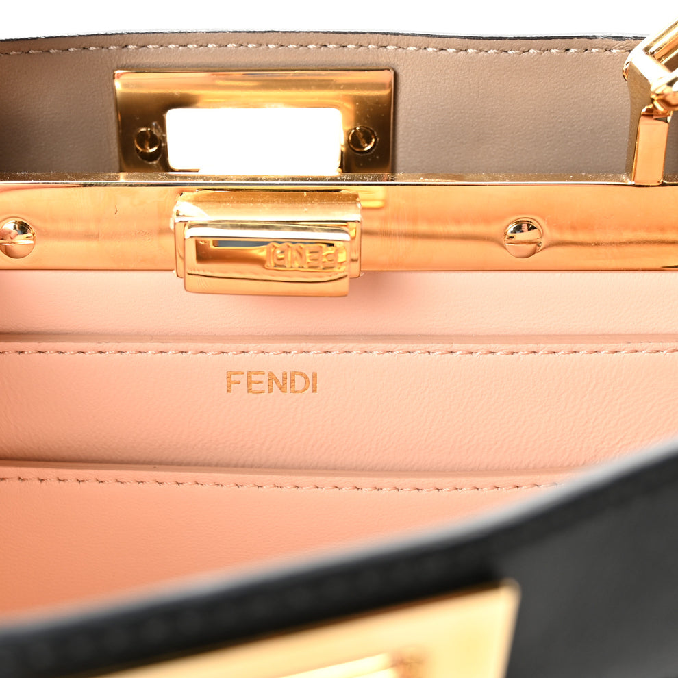 Fendi Vitello Seta Nappa Bi-Color Small Peekaboo I SEE U Satchel Black ...