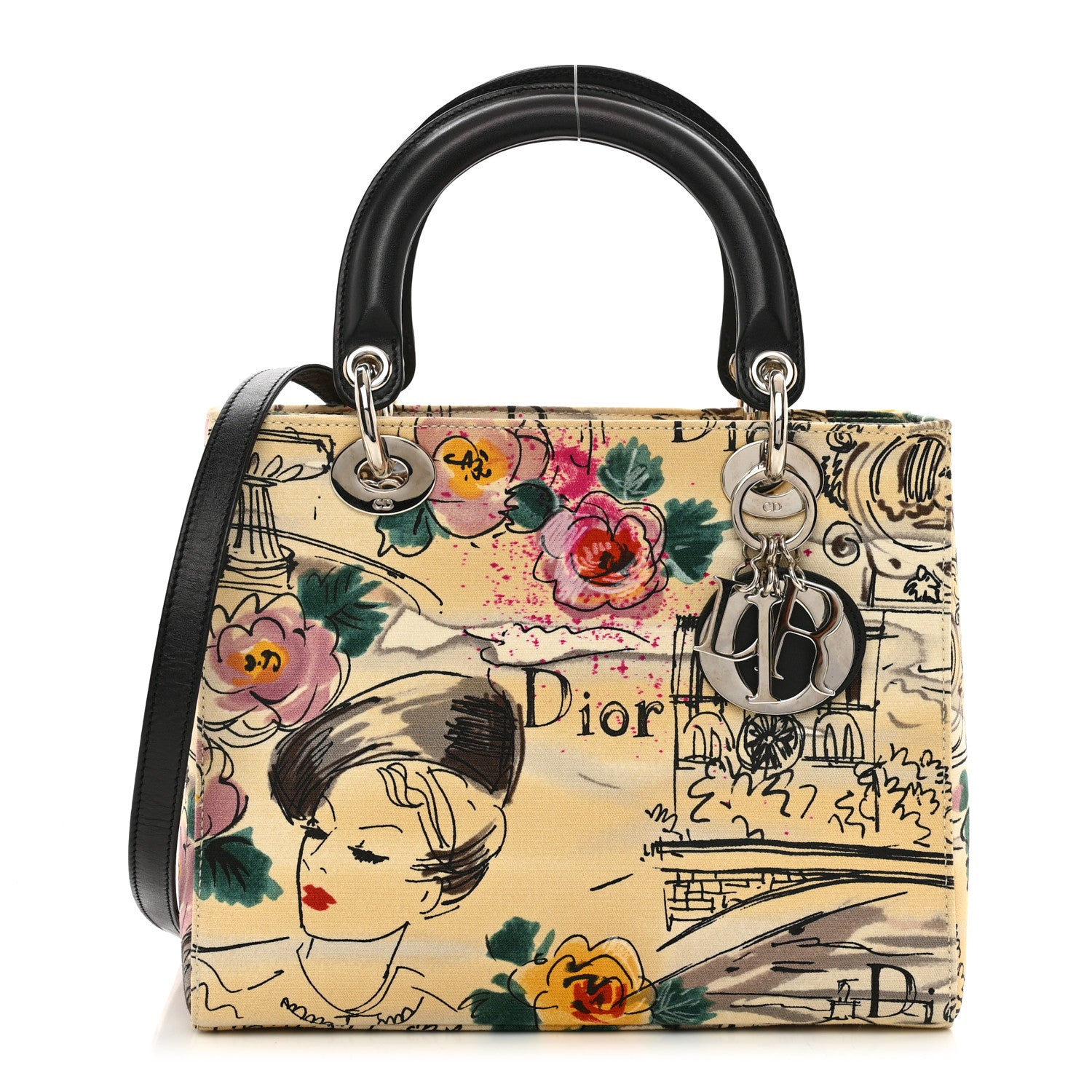 Christian Dior Canvas Printed Ala Moana Medium Lady Dior Multicolor ...