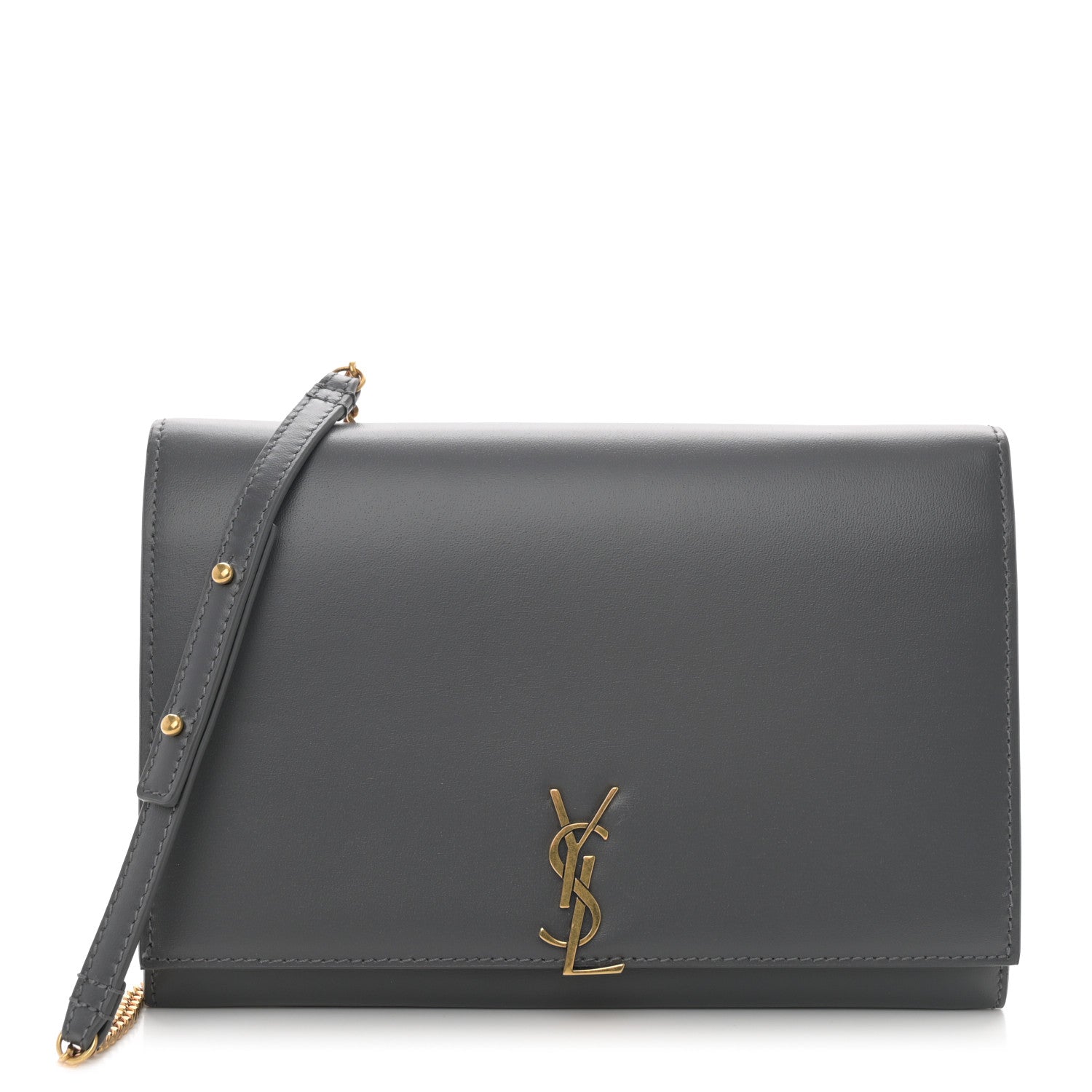Saint Laurent Glossy Calfskin Monogram Chain Wallet Storm 1513487 ...