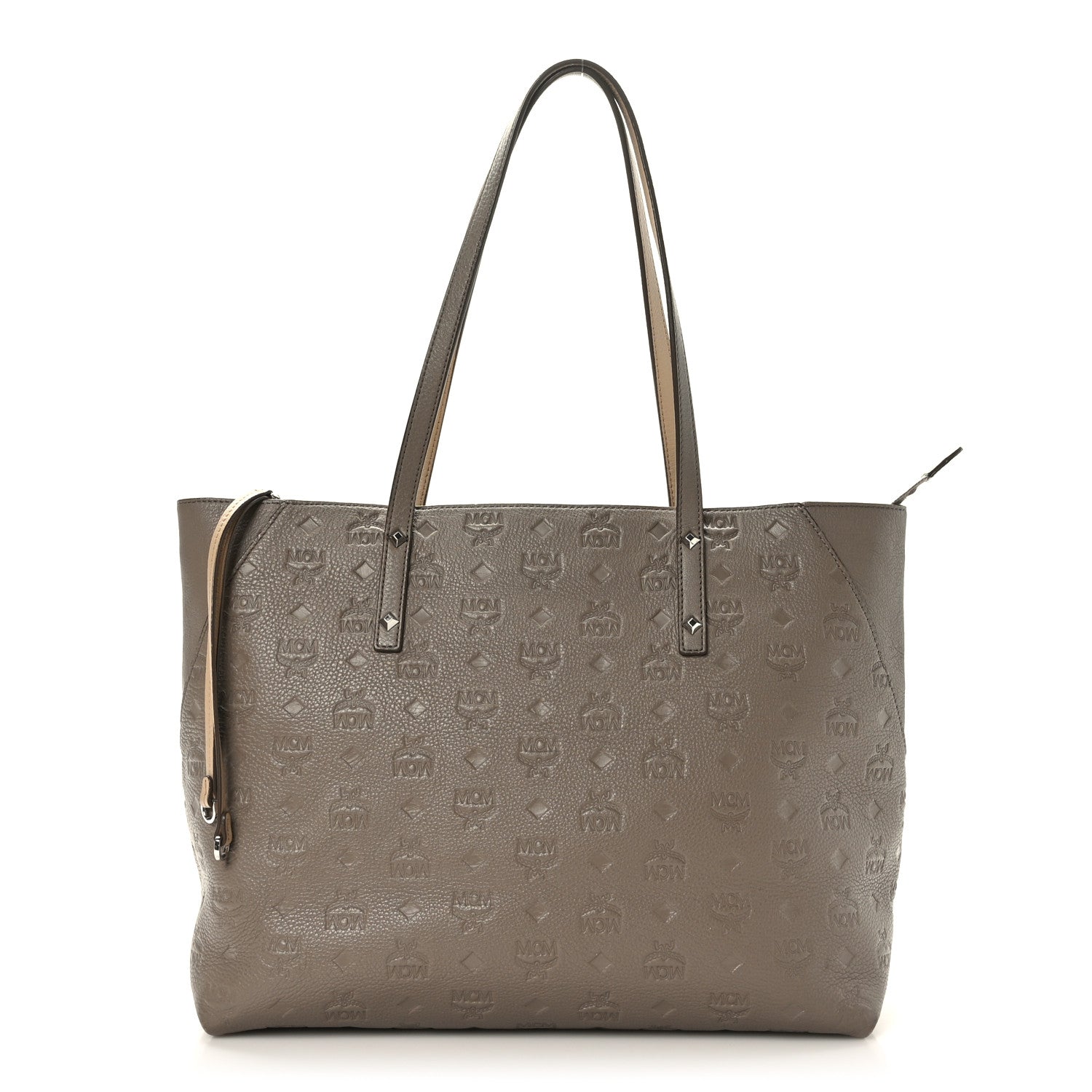 MCM Calfskin Ottomar Monogram Medium Klara Shopper Tote Dove 1435619 ...