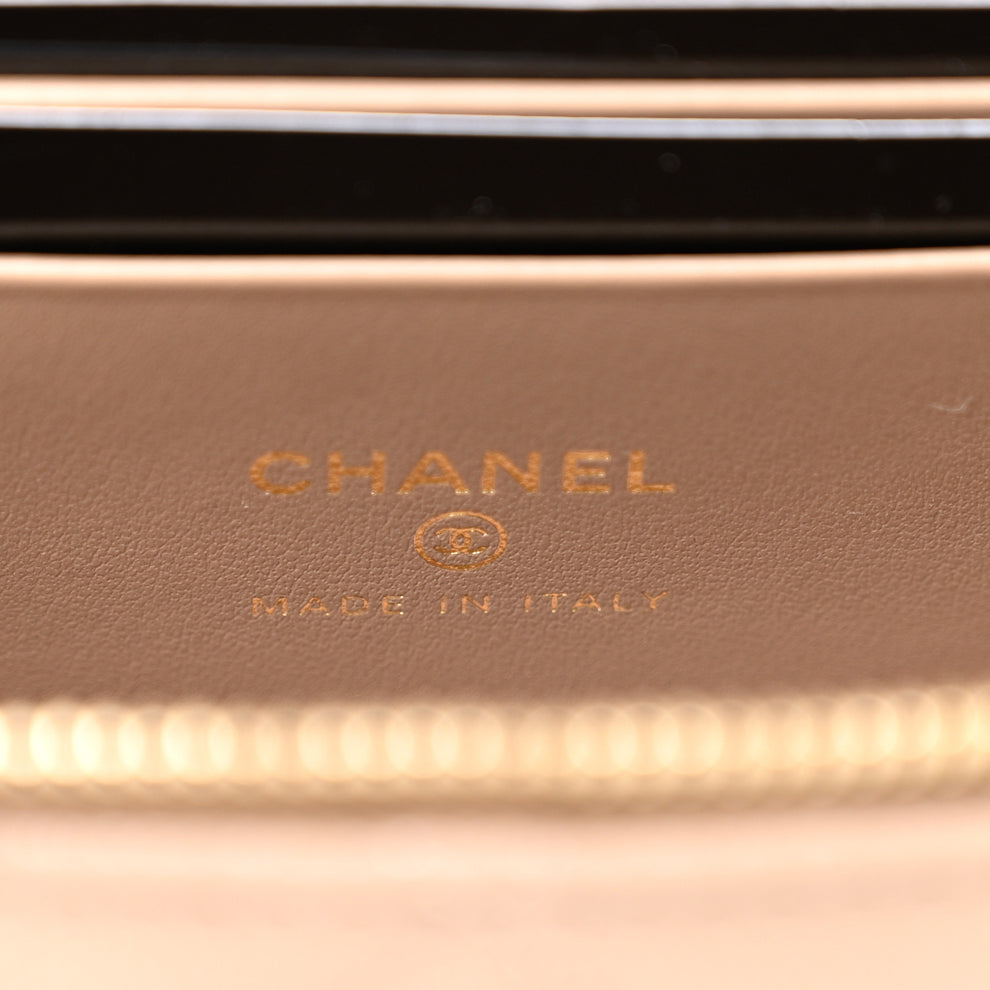 Chanel Caviar Quilted Top Handle Slim Vanity With Chain Dark Beige ...