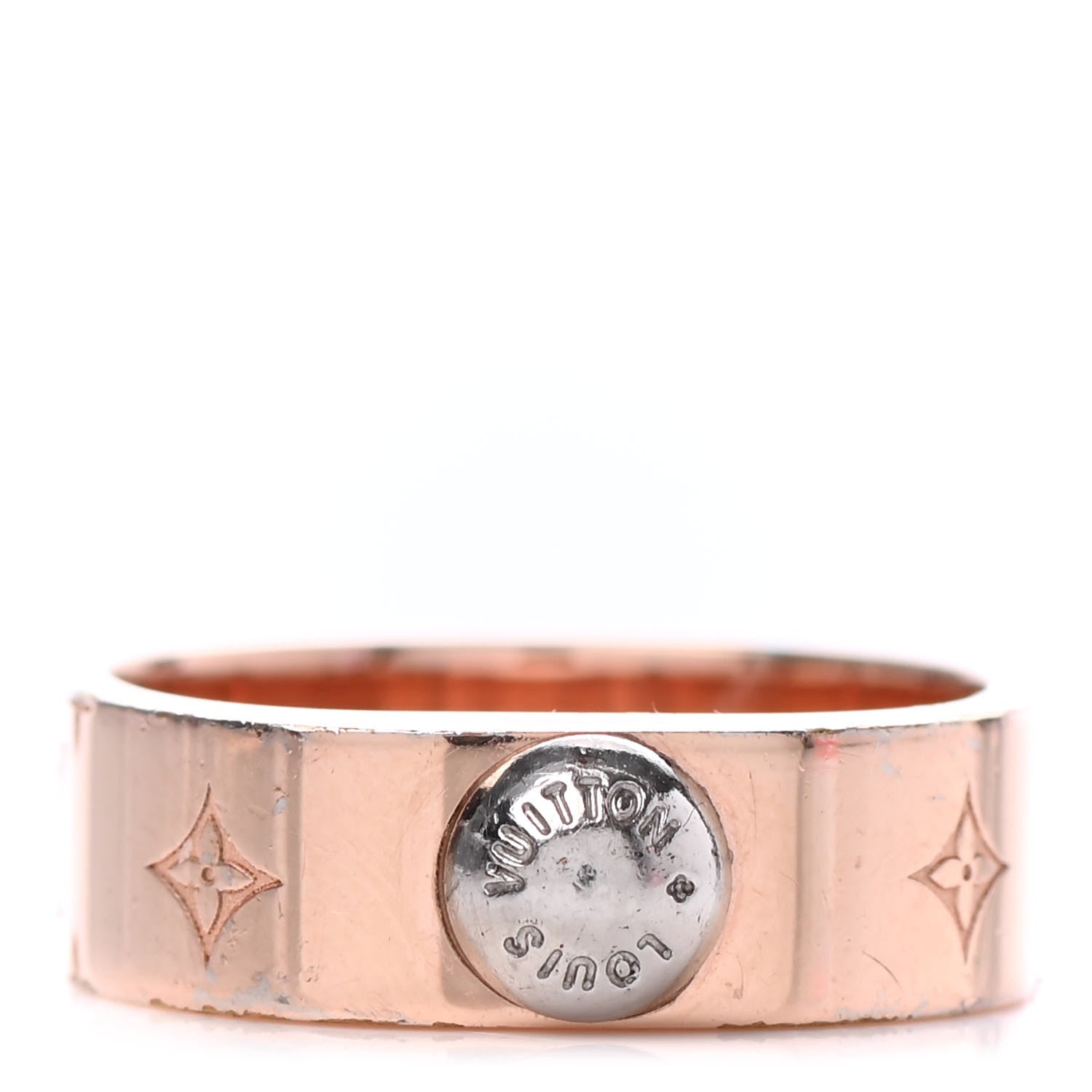 Louis Vuitton Brass Monogram Engraved Nanogram Ring M Pink Gold 825145 ...