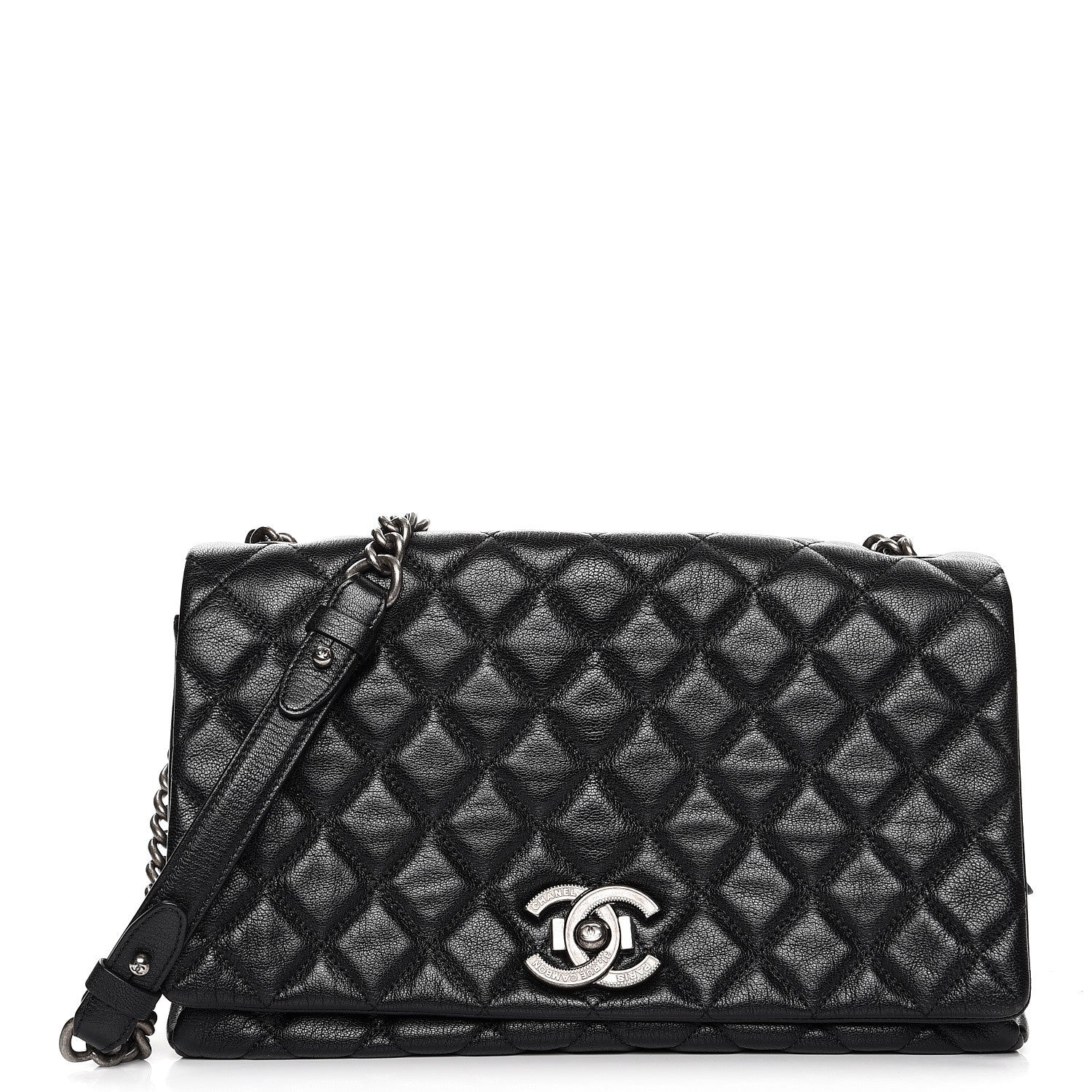 Chanel Metallic Goatskin Quilted Large City Rock Flap Black 221805 ...