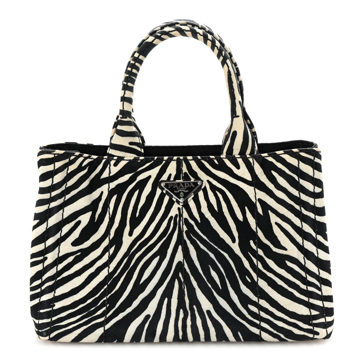 Prada Canapa Zebra Print Small Tote White Black 1730109 – FASHIONPHILE