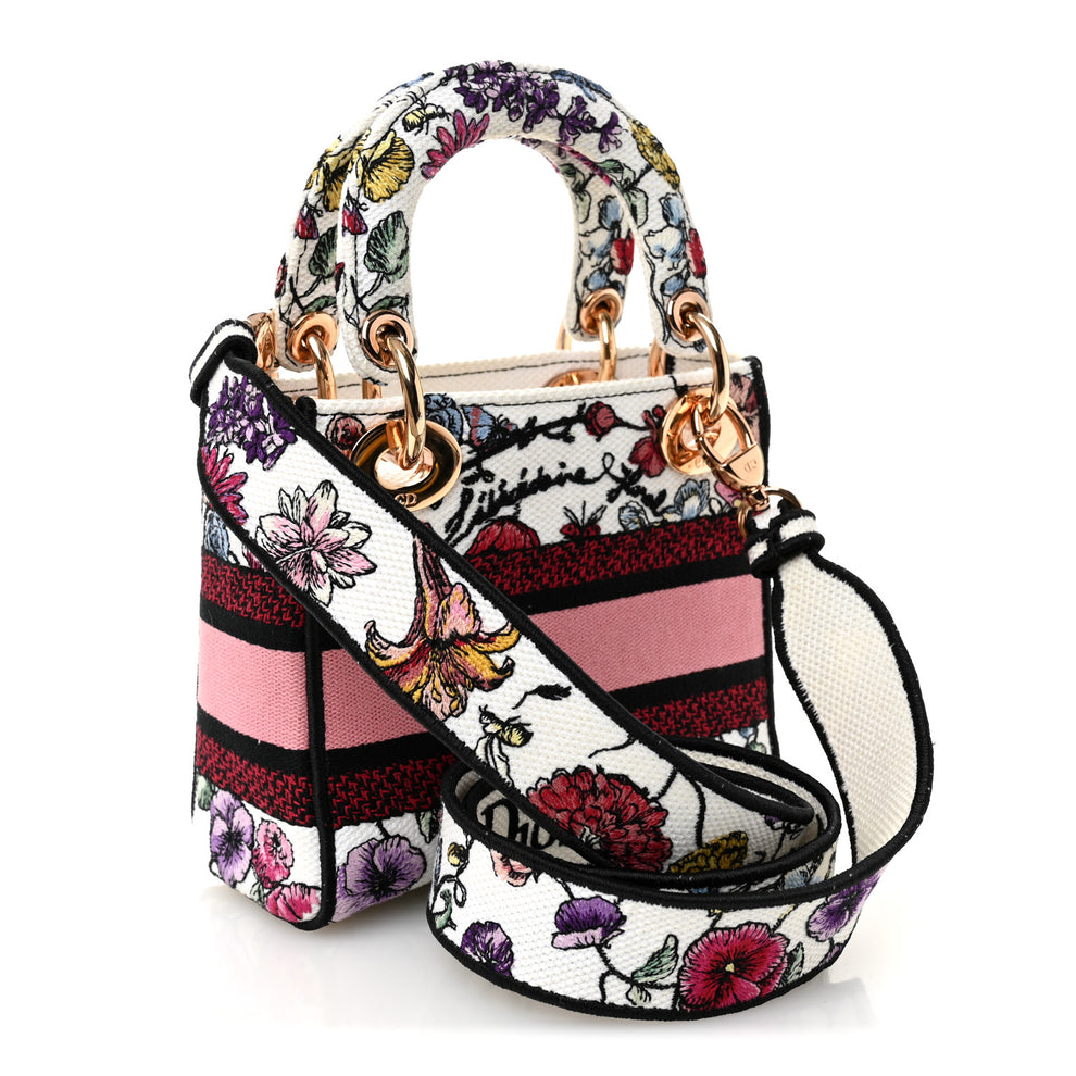 Christian Dior Canvas Florilegio Embroidered Mini Lady D-Lite White ...