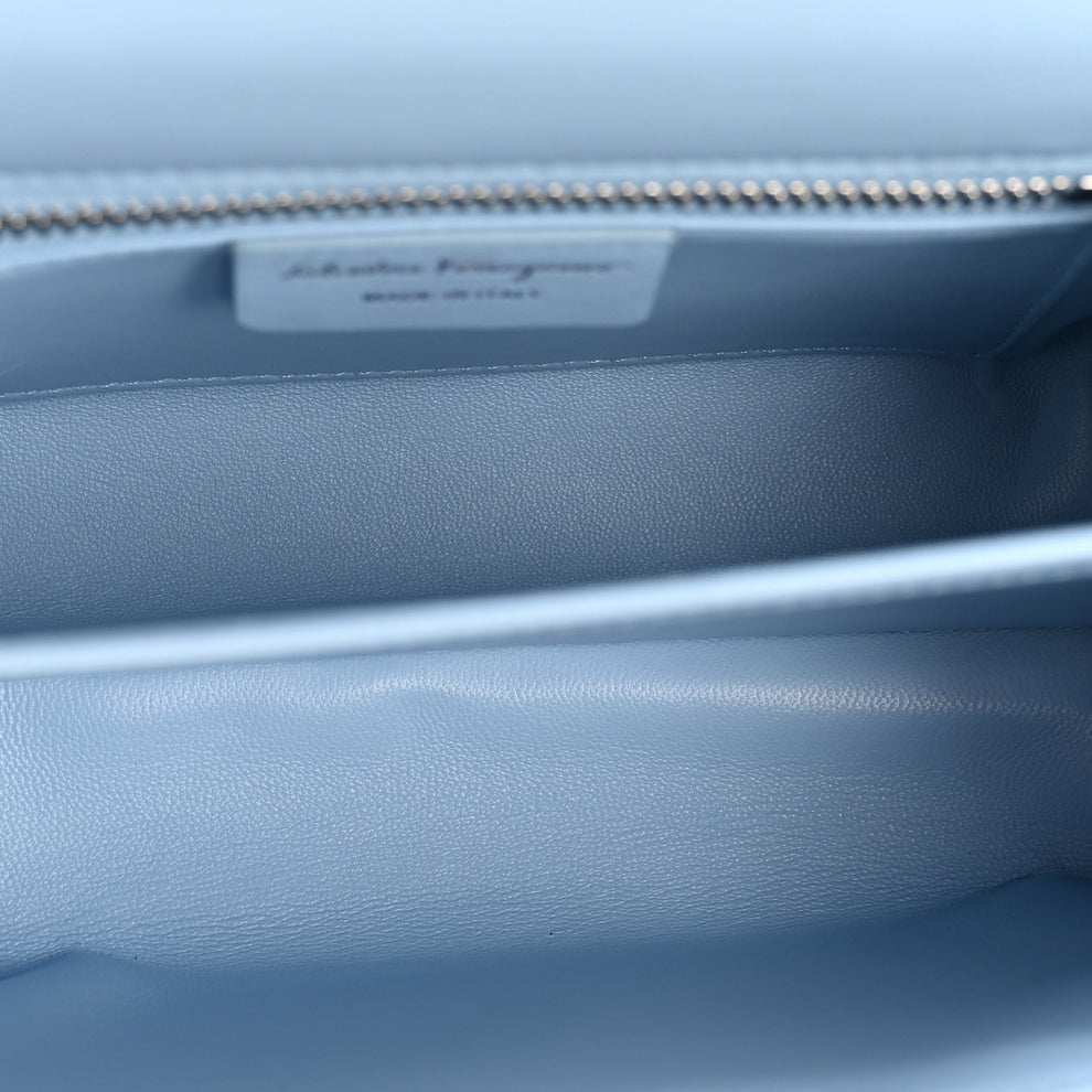 Salvatore Ferragamo Brushed Off Calfskin Mini Iconic Top Handle Bag Sky ...