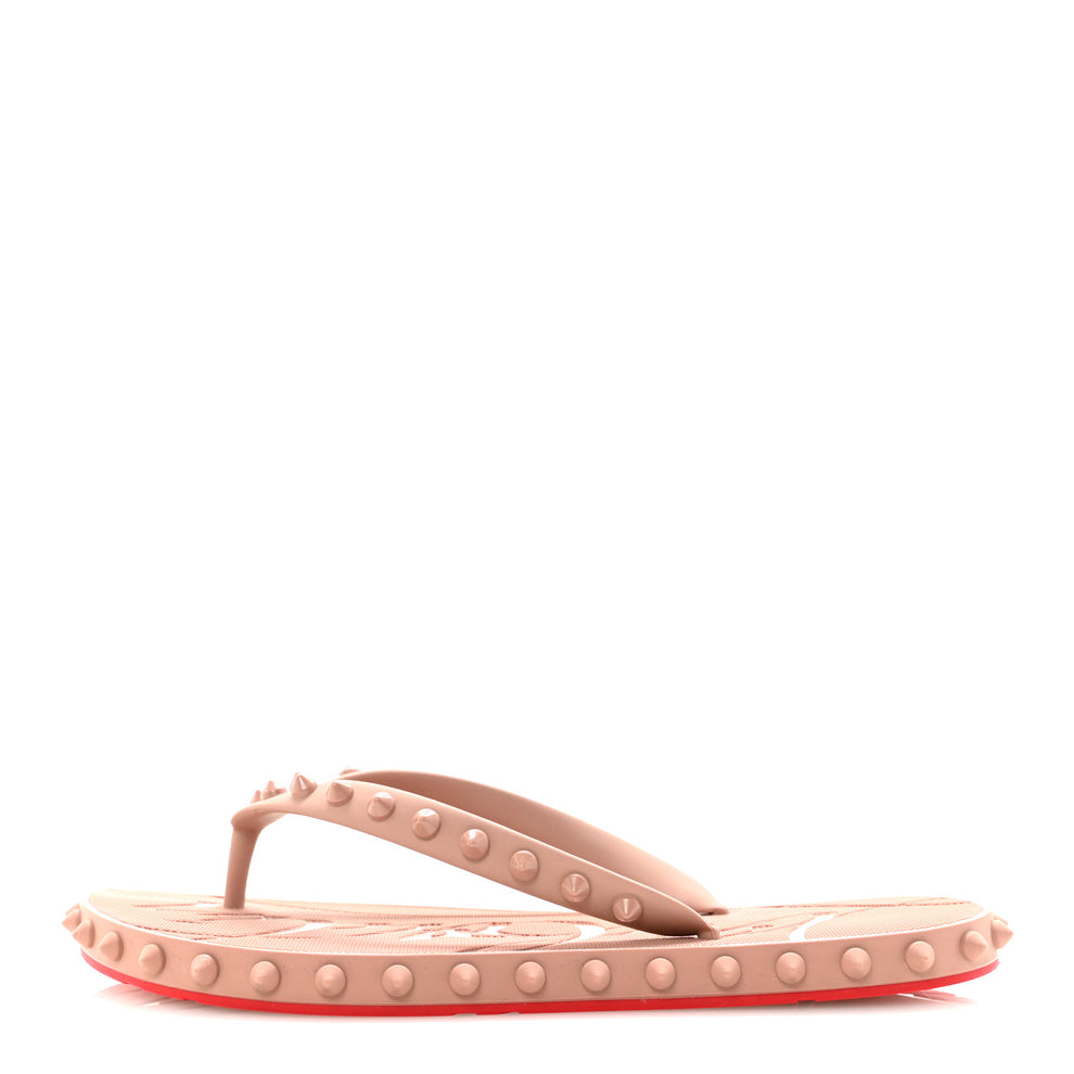 Christian Louboutin Rubber Spike Super Loubi Flip Flop Sandals 36 Nude ...