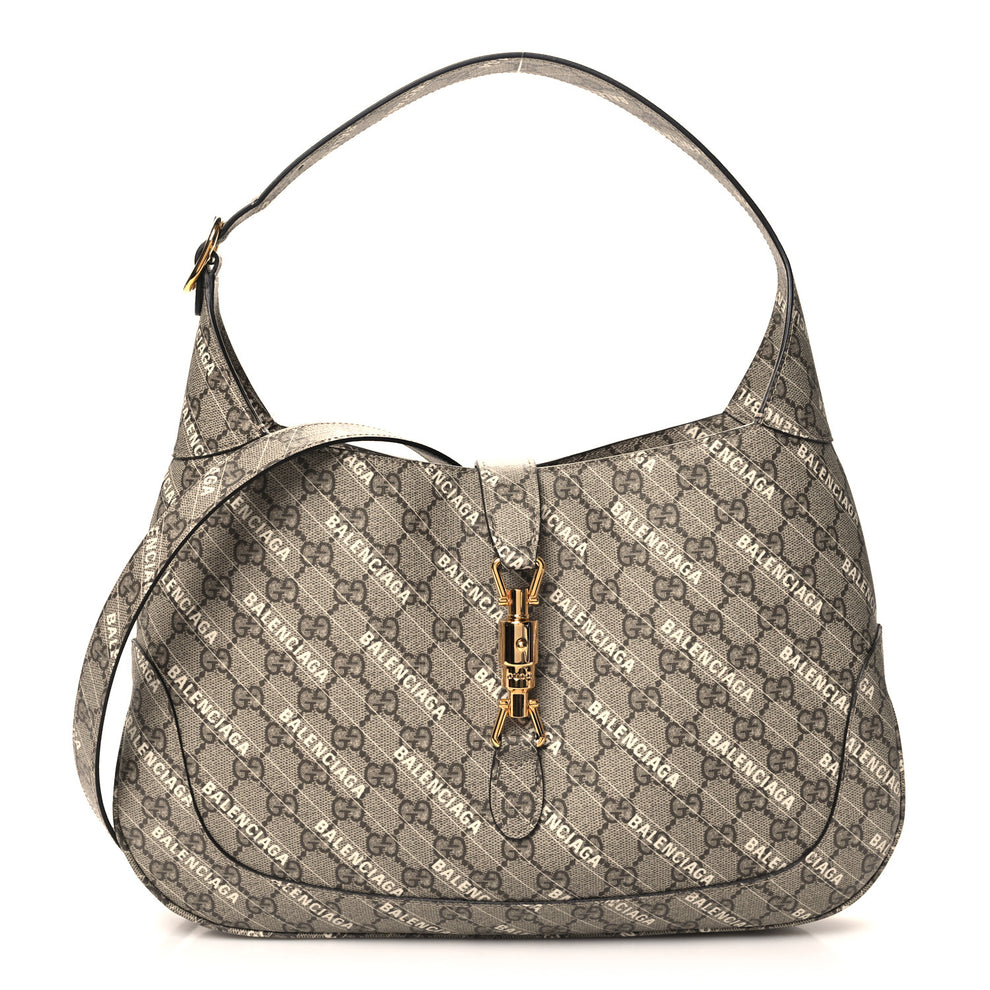 Gucci X BALENCIAGA GG Supreme Monogram Logo Print Medium Jackie 1961 ...
