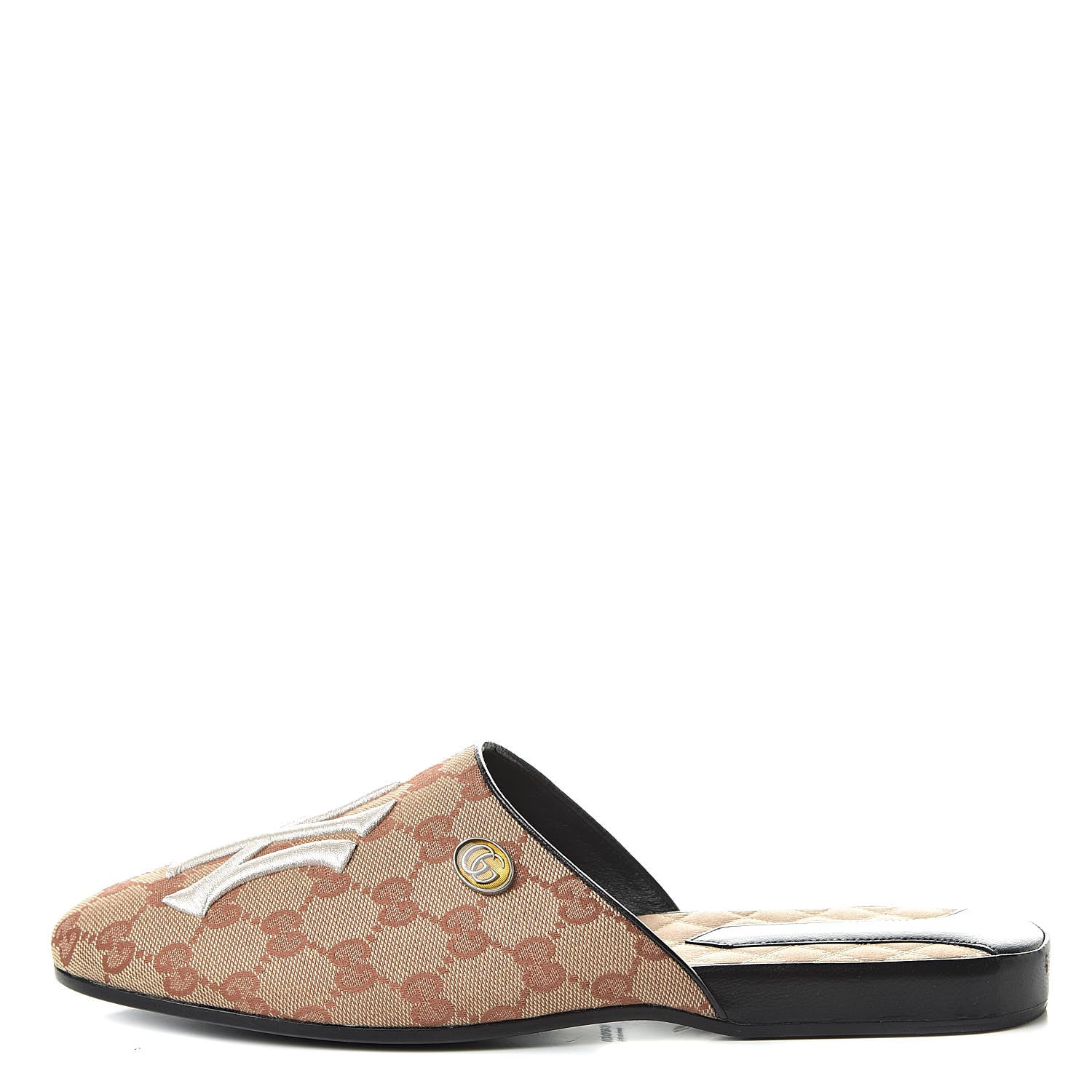 Gucci X MLB Monogram NY Yankees Embroidered Womens GG Slippers 41 Beige ...