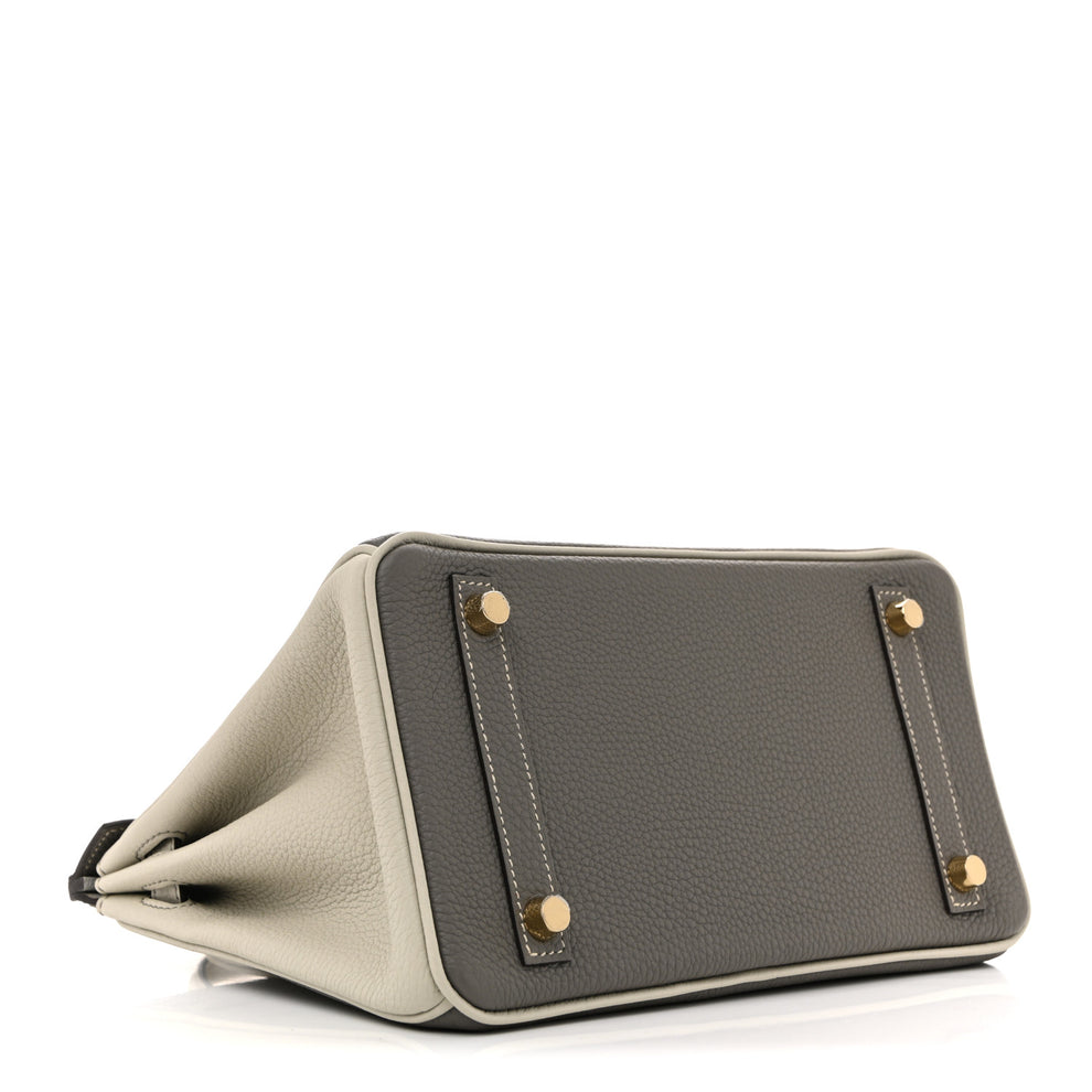 Hermes Togo Bi-Color Horseshoe Birkin 25 Etain Craie 1782987 – FASHIONPHILE