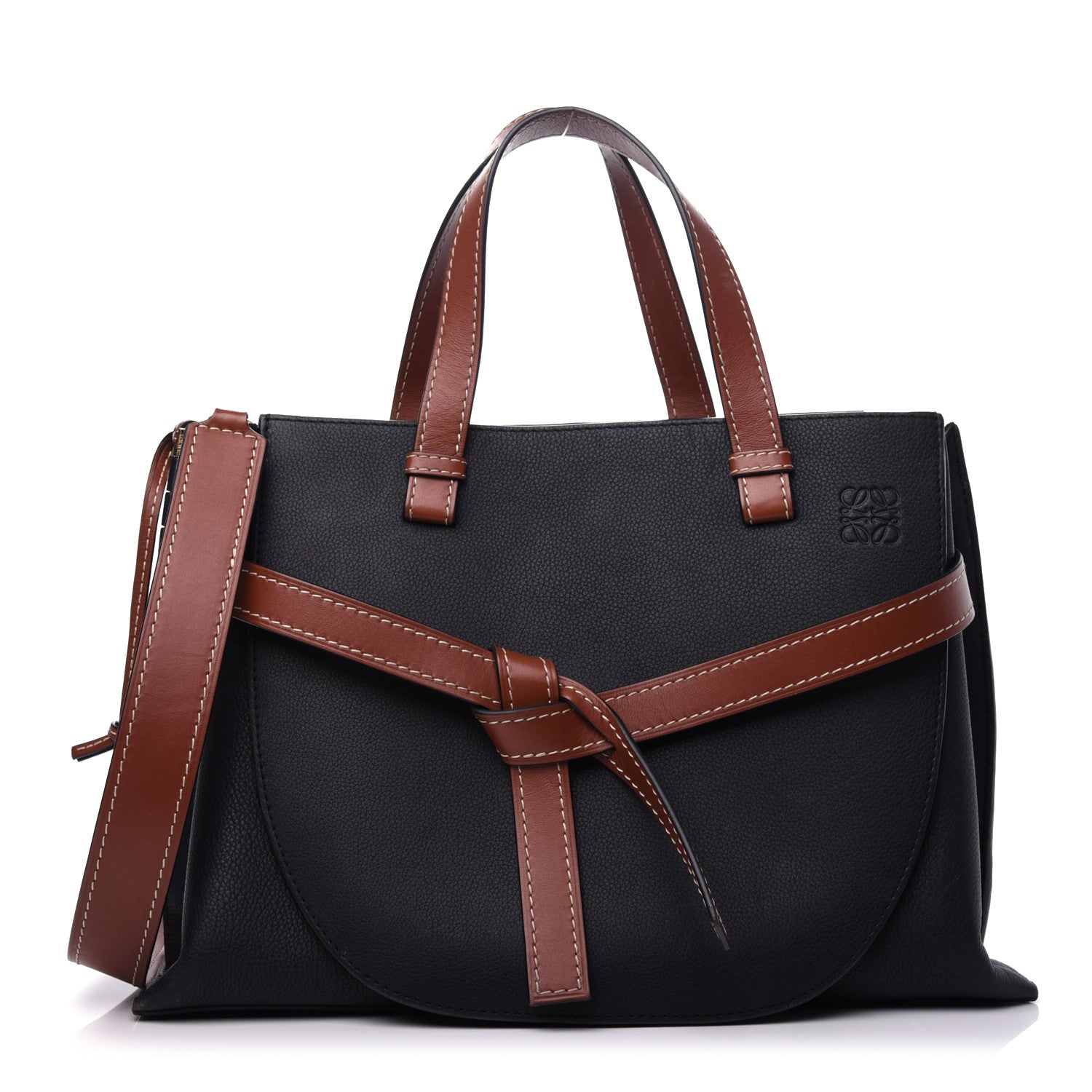Loewe Calfskin Medium Gate Tote Pecan Black 952941 – FASHIONPHILE