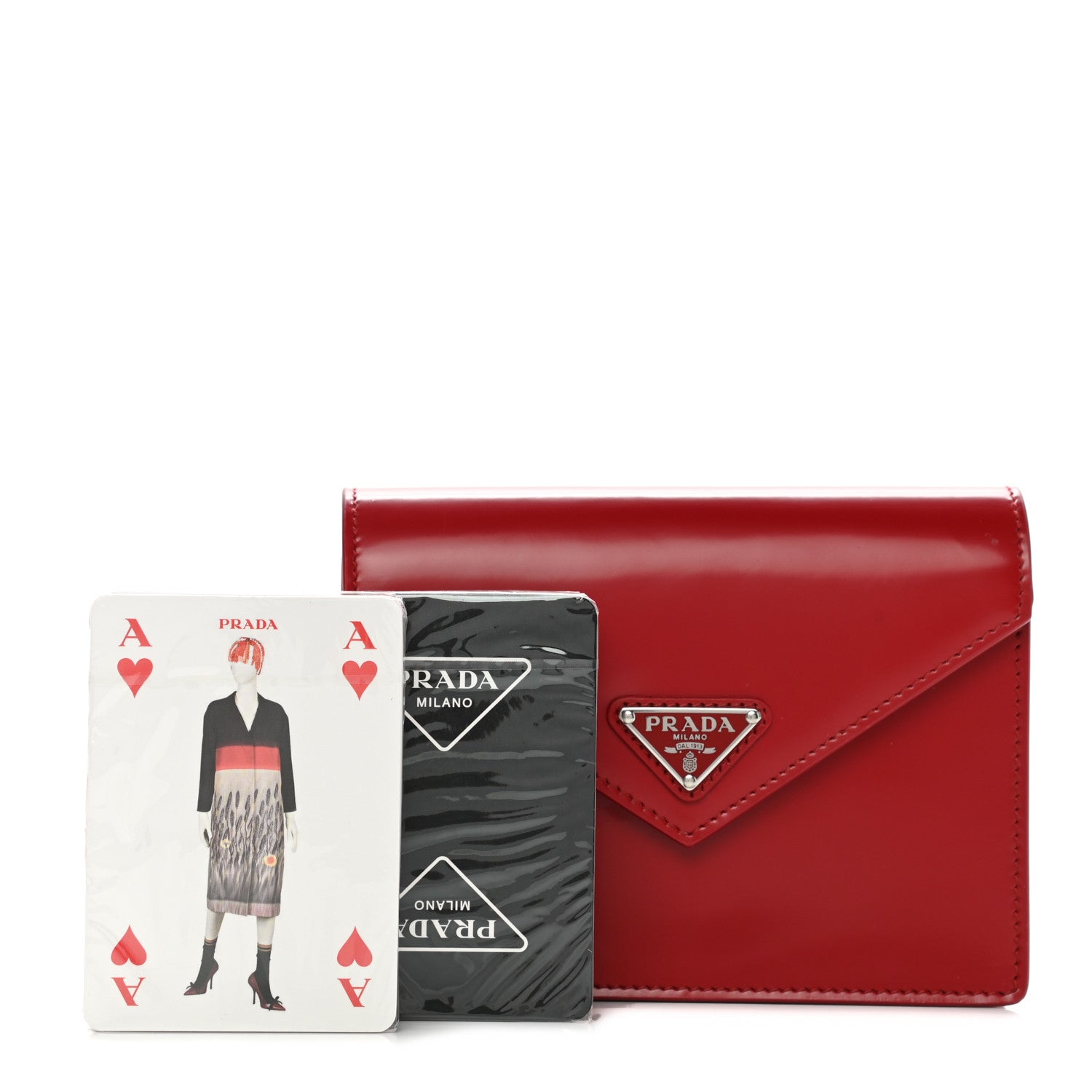Prada Spazzolato Playing With Cards Case Scarlatto 1115607 – FASHIONPHILE