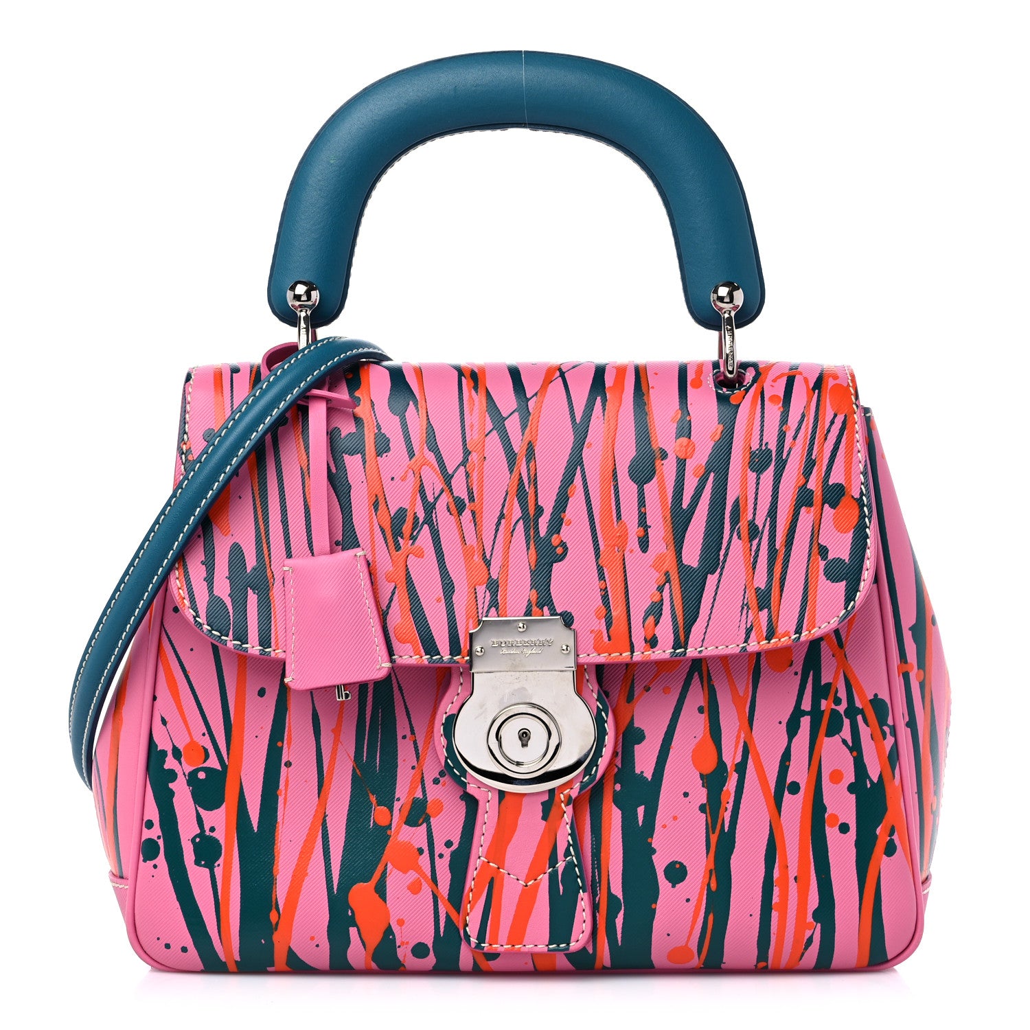 Burberry Trench Calfskin Splash Print Medium DK88 Top Handle Bag Rose ...