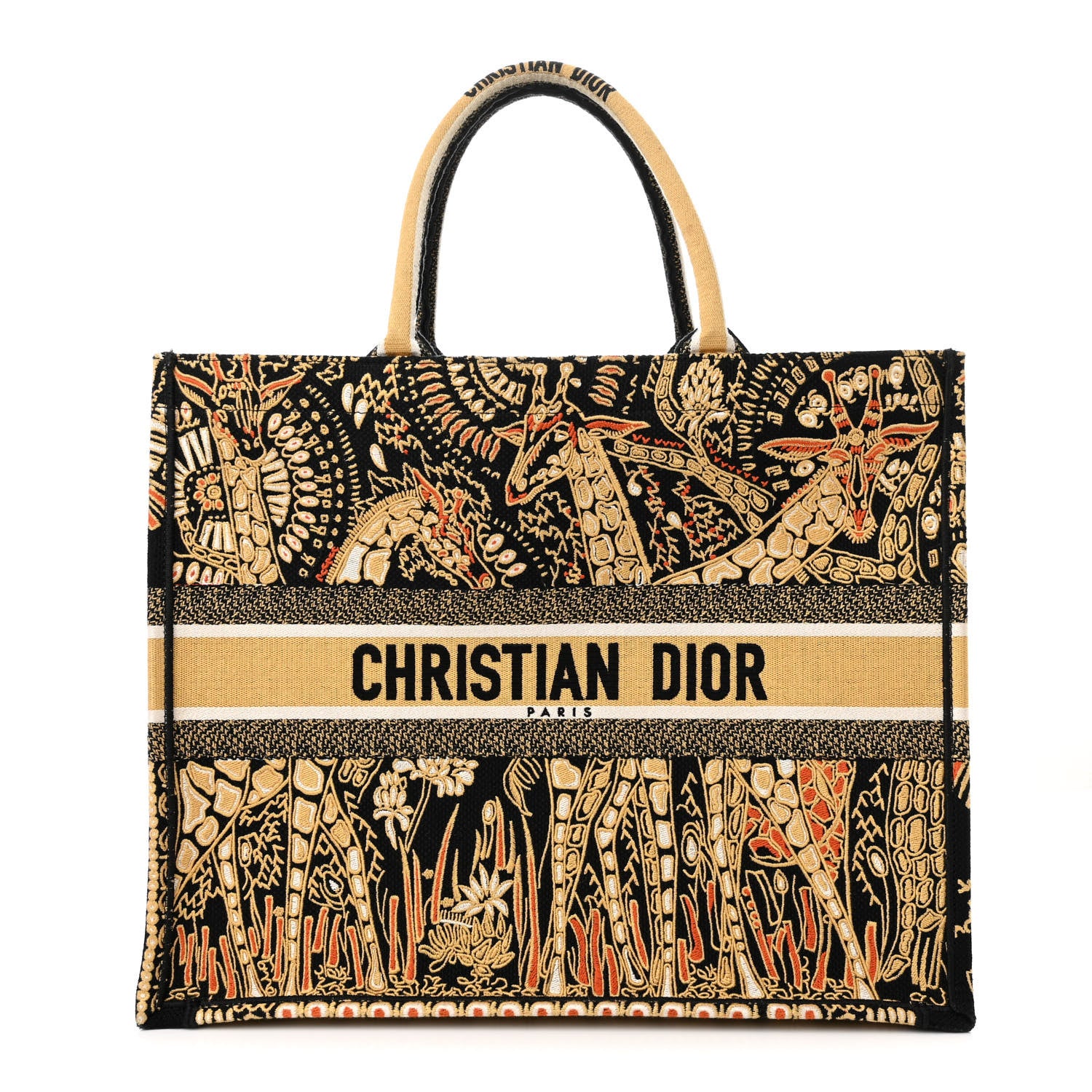 Christian Dior Canvas Embroidered Dior Animals Giraffe Book Tote Yellow ...