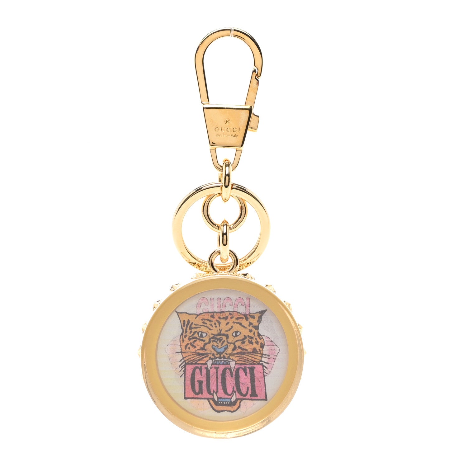 Gucci Plexiglass Tiger Butterfly Key Chain Gold Multicolor 1563558 ...
