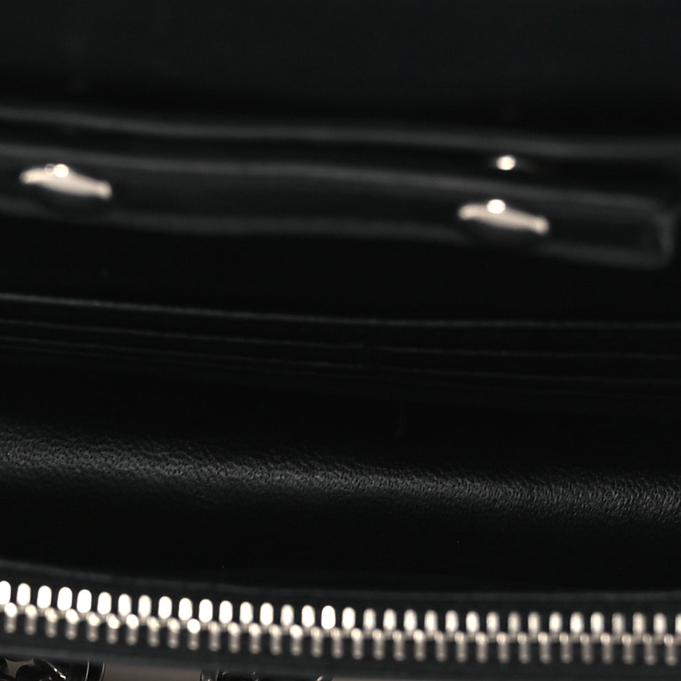 Balenciaga Shiny Calfskin Logo Crocodile Embossed Ville Wallet on Chain ...