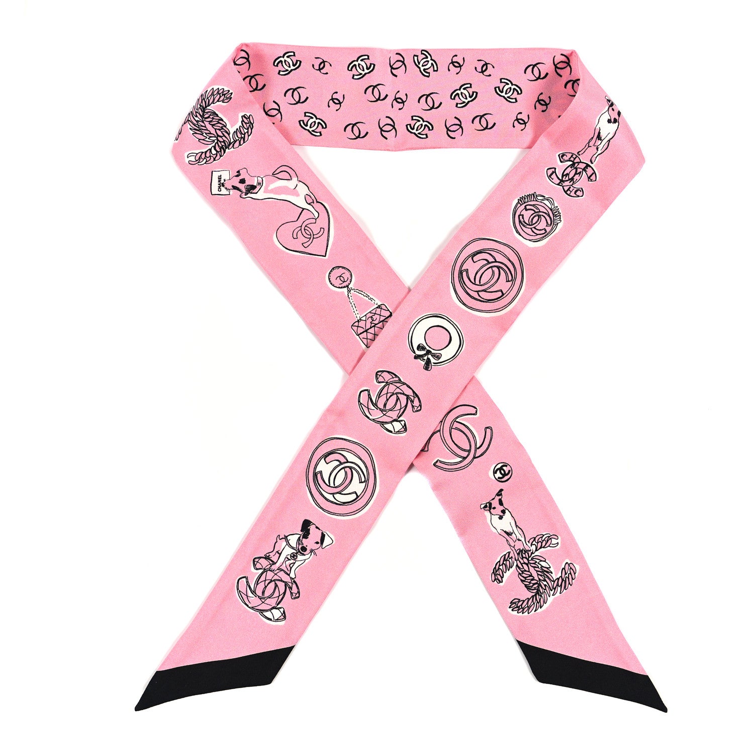 Chanel Silk CC Slim Bandeau Scarf Pink Black 1478225 – FASHIONPHILE