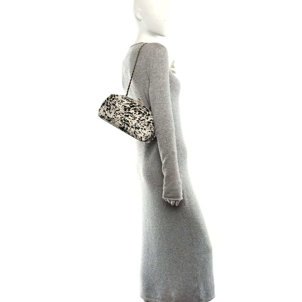 Chanel Lambskin Pony Hair Printed Clutch With Chain Black White 1904546 ...