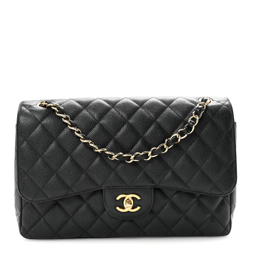 Chanel Caviar Quilted Jumbo Double Flap Black 1792860 – FASHIONPHILE