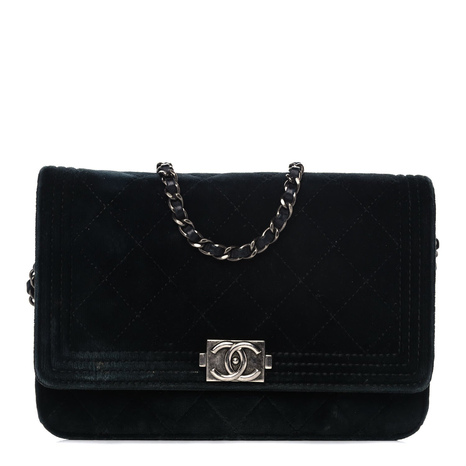 Chanel Velvet Quilted Boy Wallet On Chain WOC Black 934596 – FASHIONPHILE