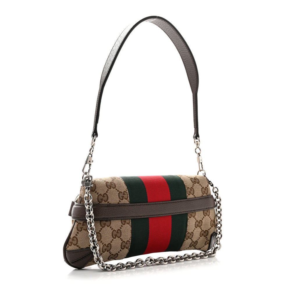 Gucci Monogram Textured Dollar Calfskin Heavy Grosgrain Web Small Maxi ...