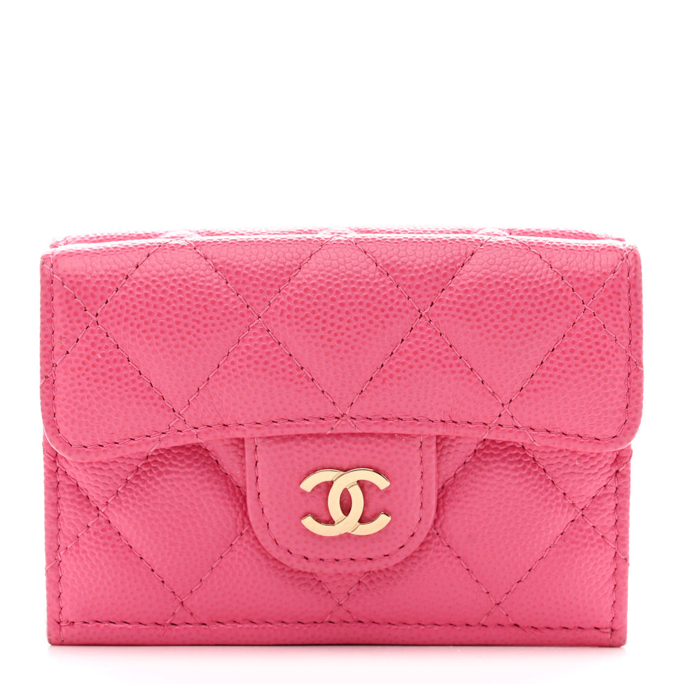 Chanel Caviar Quilted Tri-Fold Flap Wallet Pink 1783413 – FASHIONPHILE