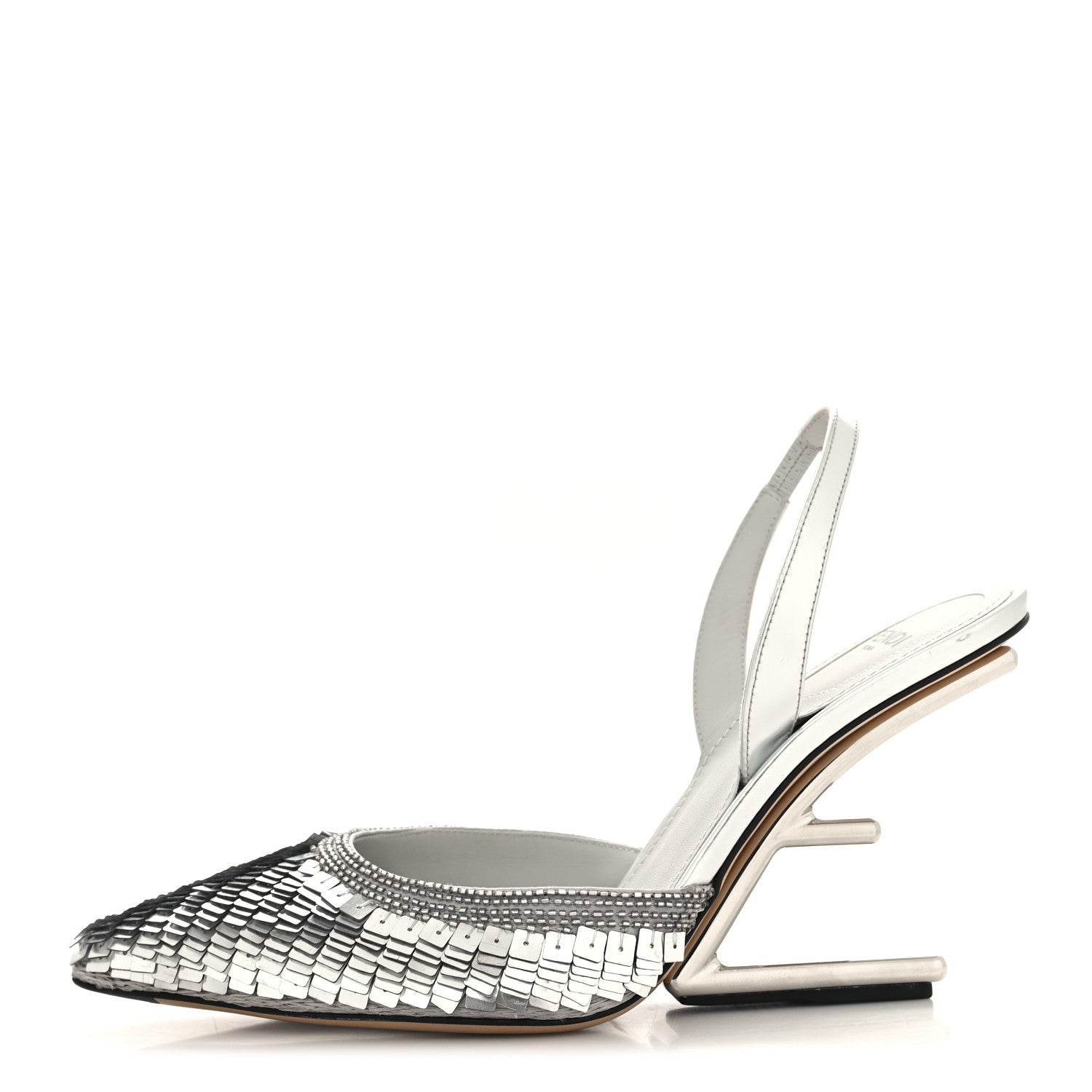 Fendi Paillette Embellished Fendi First Slingback Pump 37 Grigio ...